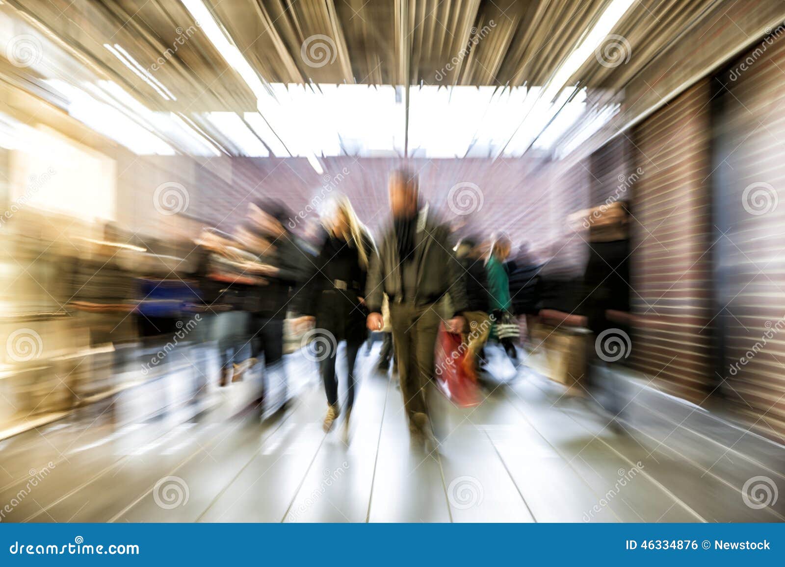 Group of People Walking in Shopping Centre, Motion Blur Stock Photo ...