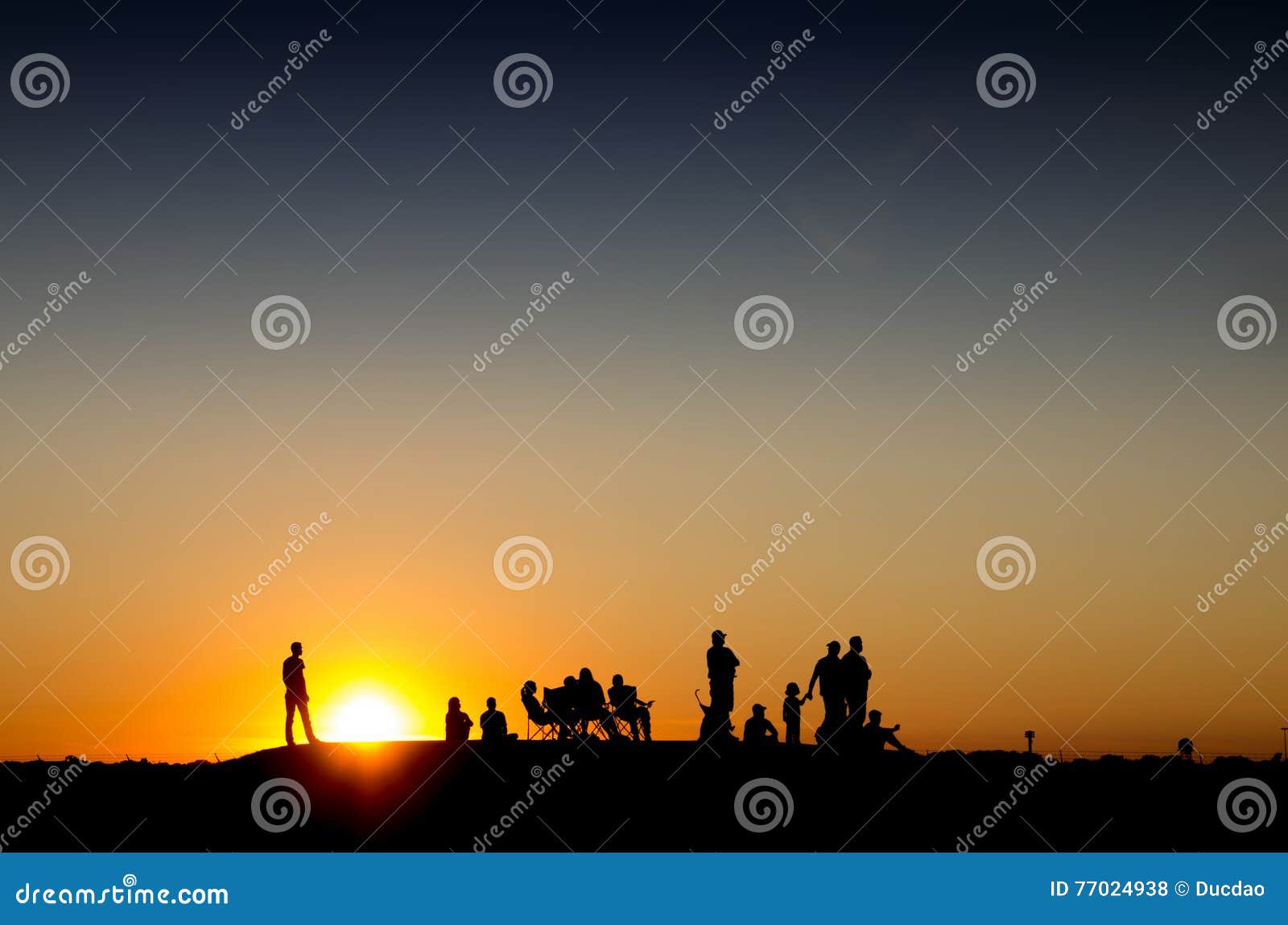 Group of People Watching Sunset Stock Photo - Image of contour, hand ...