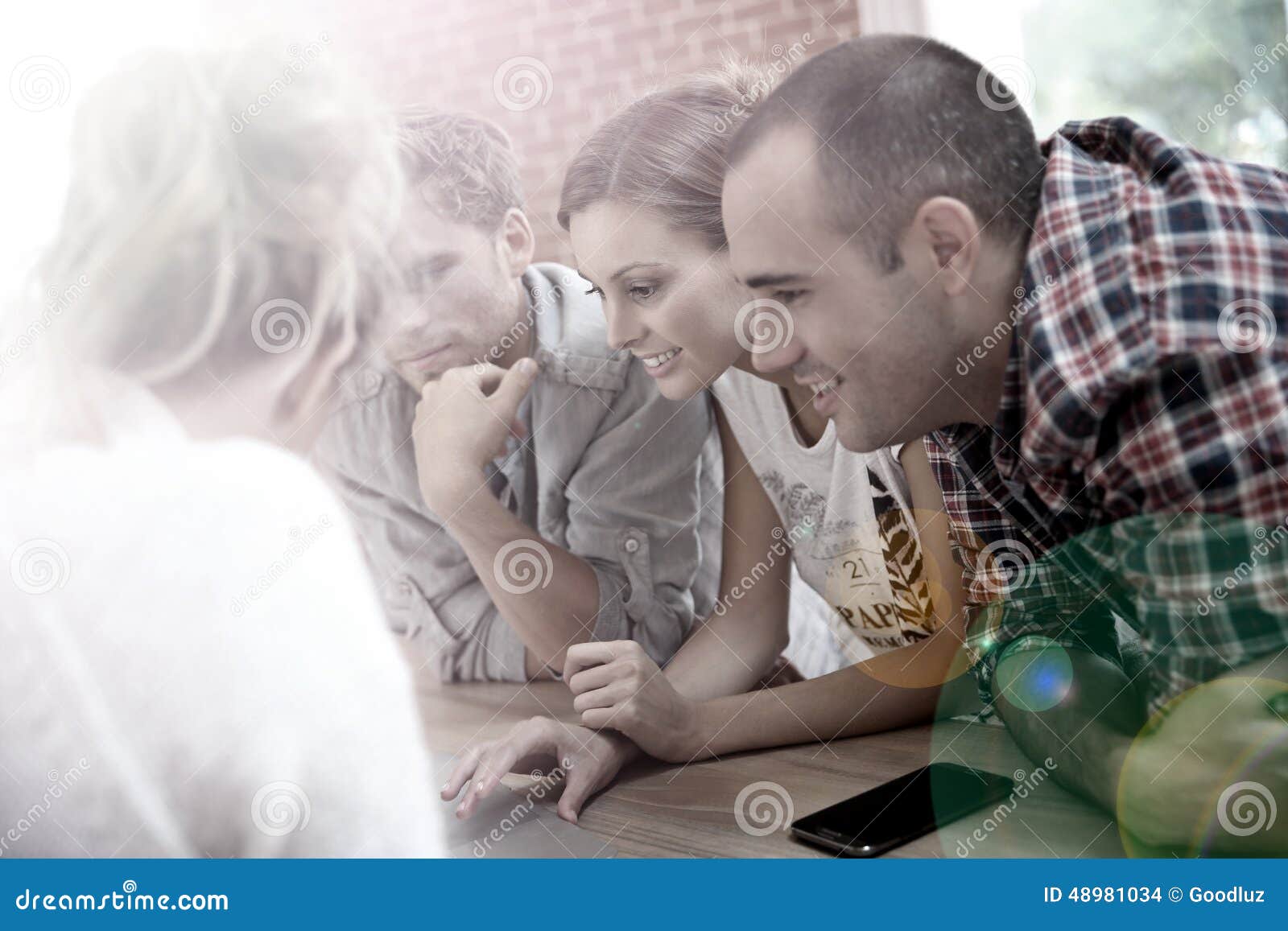 Group of People Watching a Video on Internet Stock Photo - Image of ...
