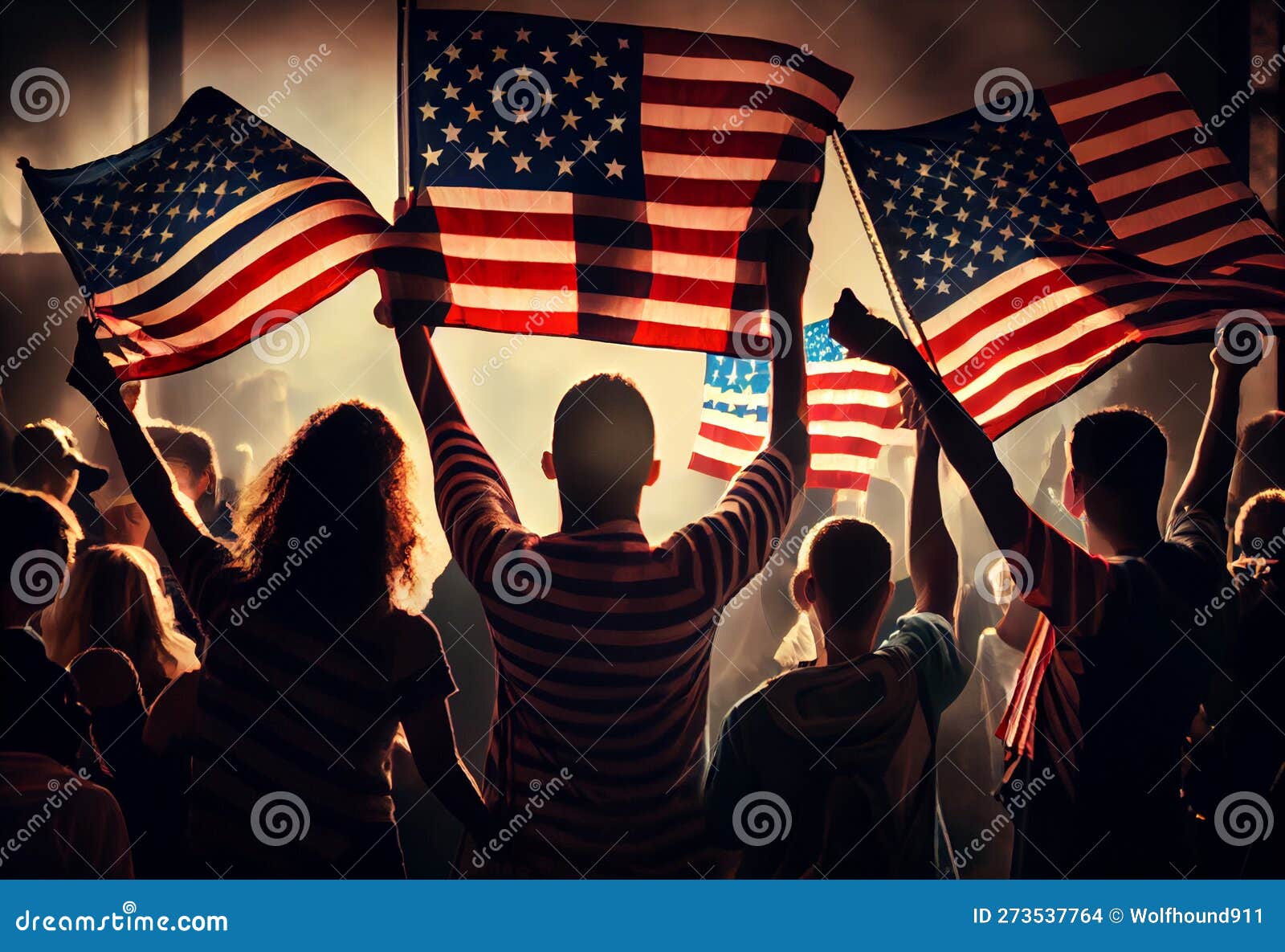 Group of People Waving American Flags in Back Lit. Generate Ai. Stock ... Group of People Waving American Flags in Back Lit. Generate Ai. Stock ...