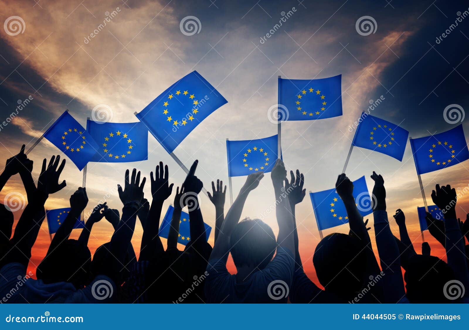 Group of People Waving European Union Flags Stock Image - Image of flag ...