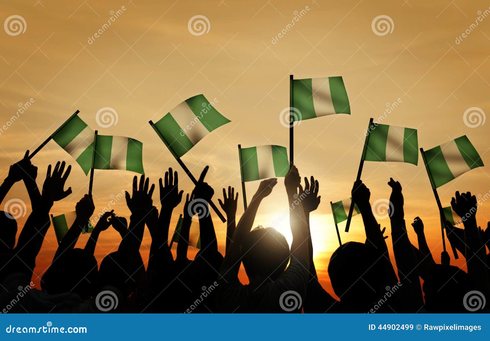 Group of People Waving Flag of Nigeria Stock Image - Image of gathering ...