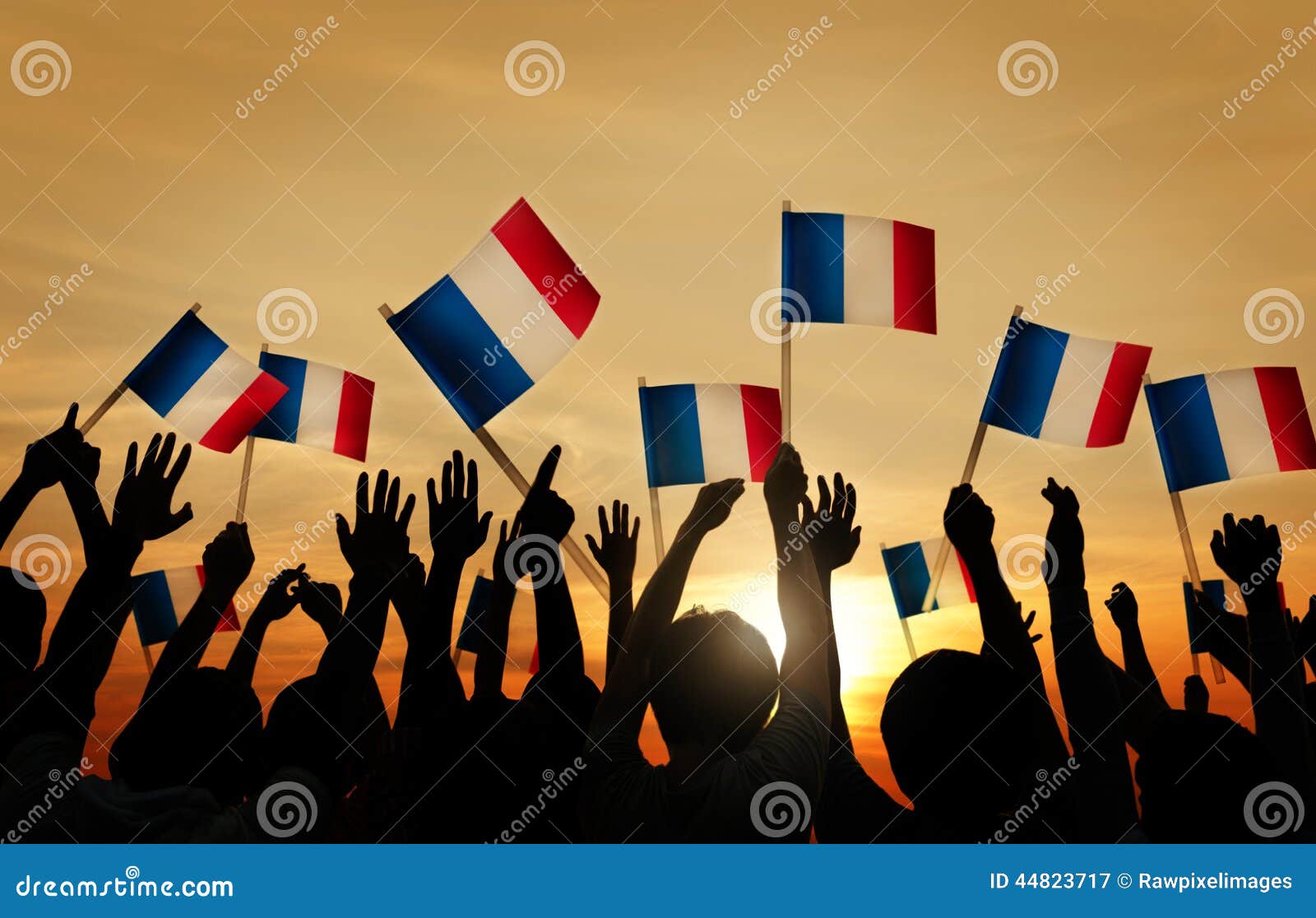 Group of People Waving French Flags Stock Image - Image of people ...