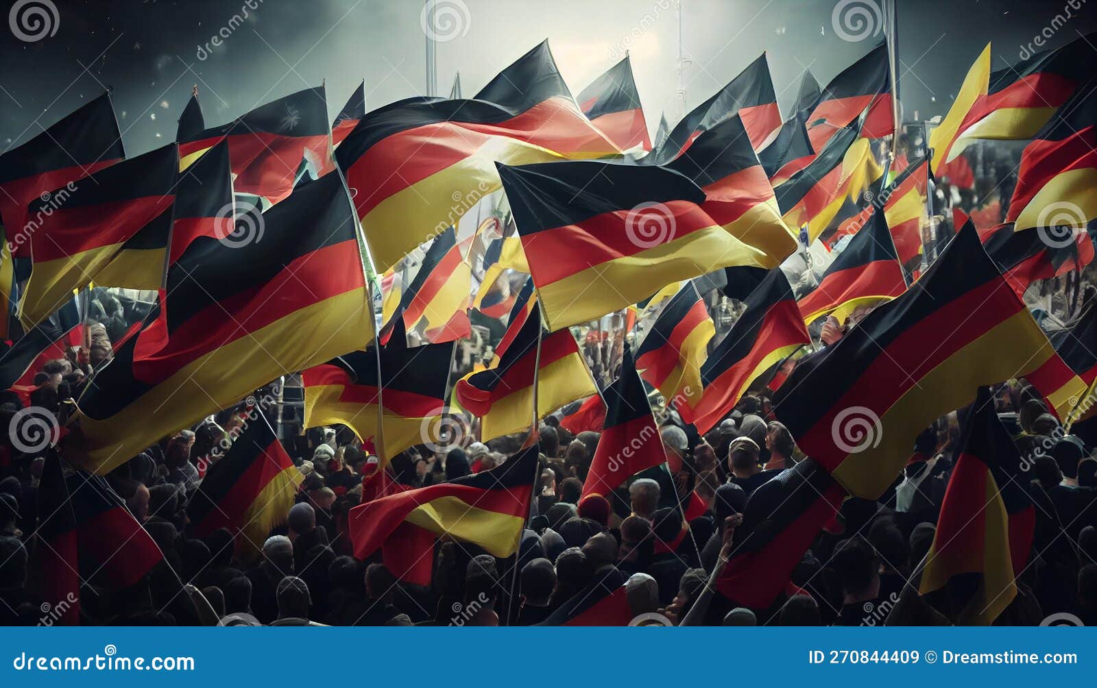 Group of People Waving German Flags in Back Lit Stock Image - Image of ...