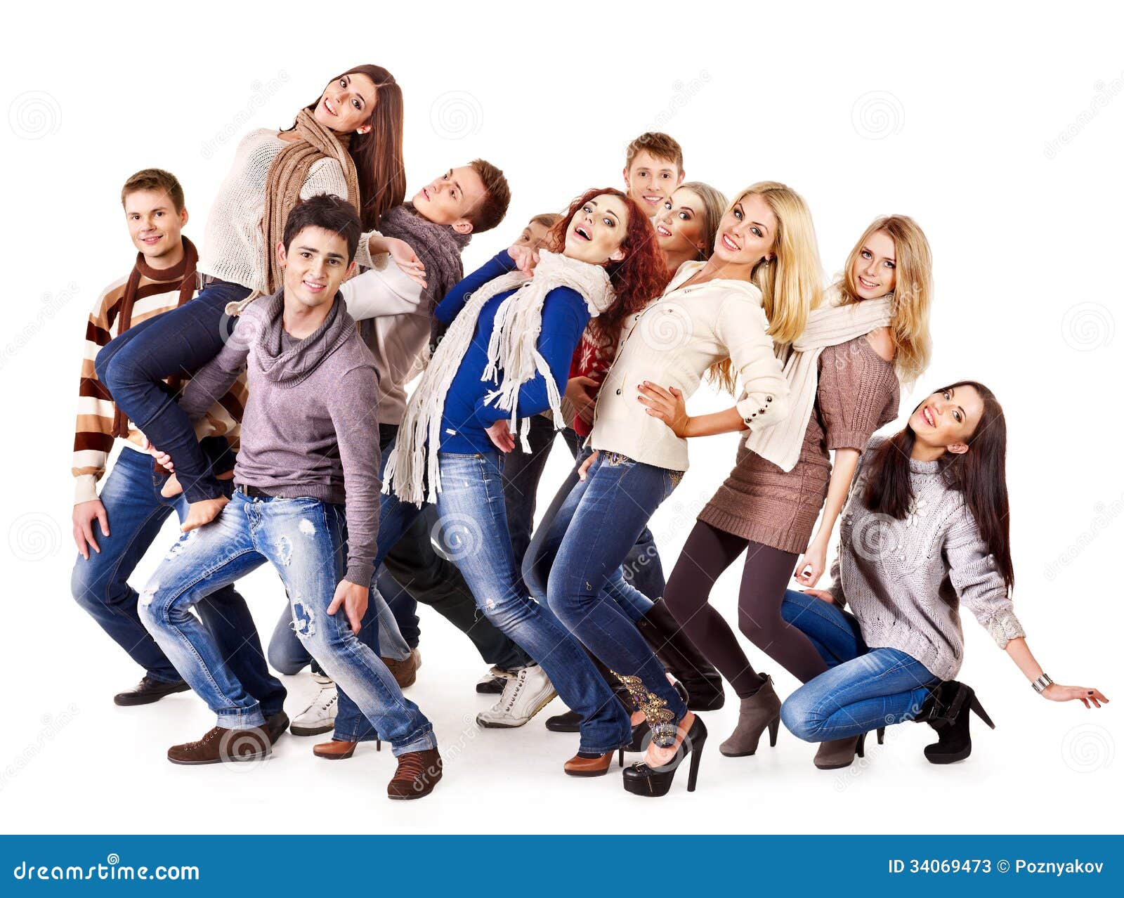 Group People Wearing Winter Clothes. Stock Image - Image of season ...