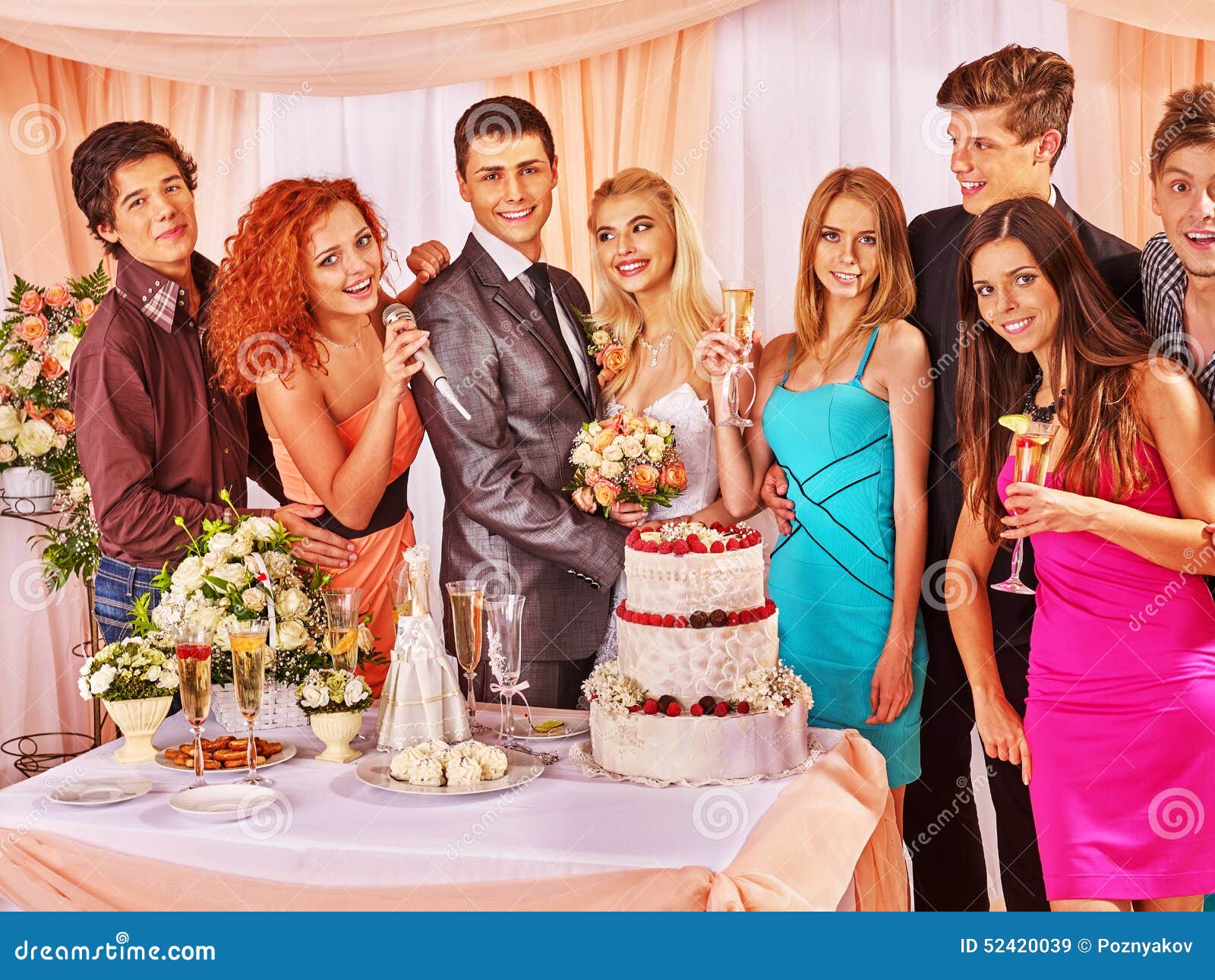 Group People at Wedding Singing Song Stock Image - Image of married ...