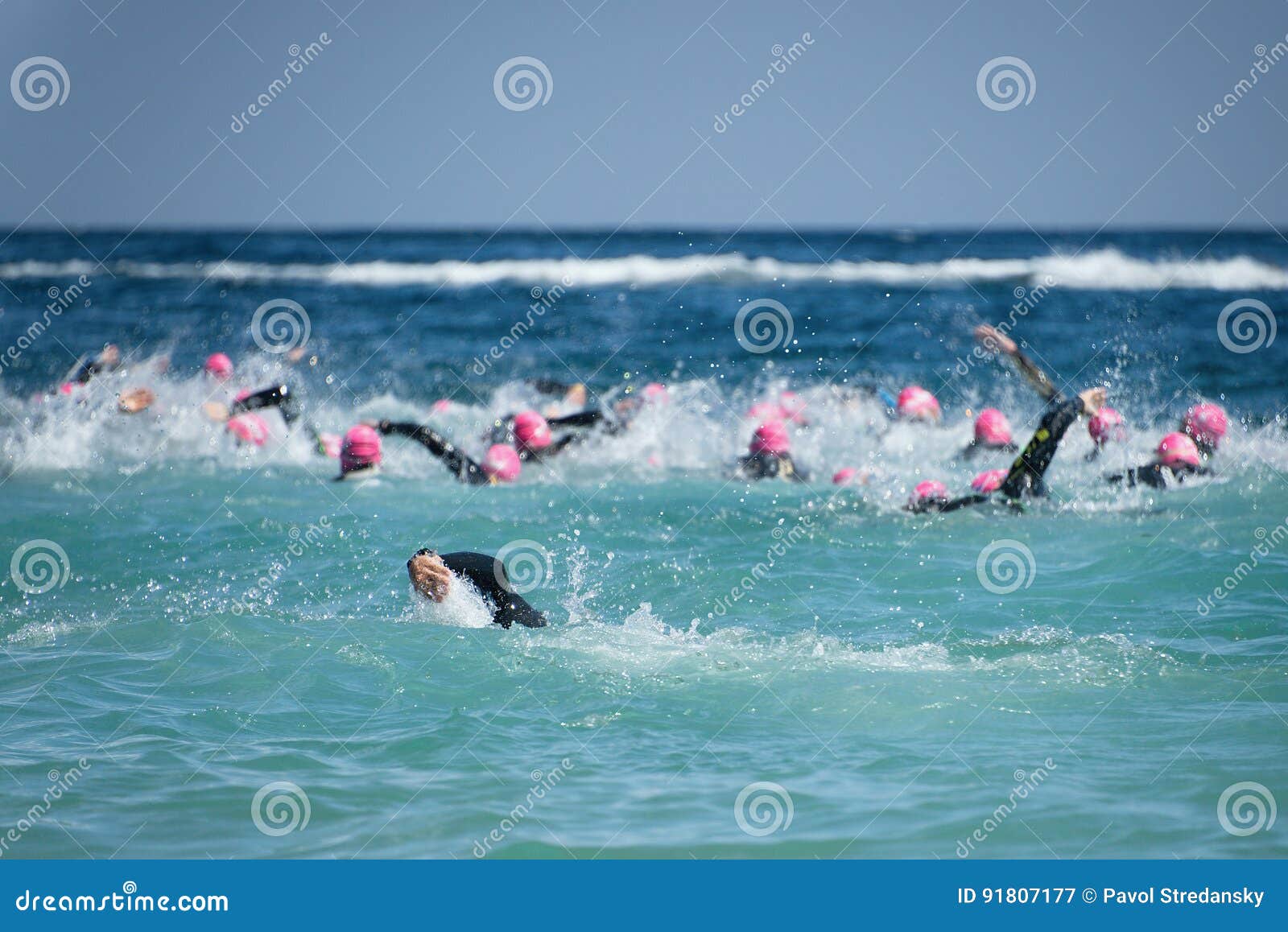 Group People in Wetsuit Swimming Stock Image - Image of speed, person ...