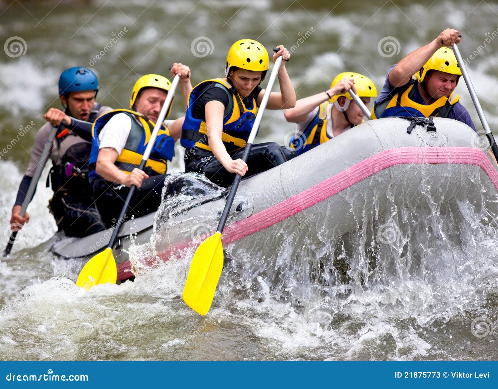 Group of People Whitewater Rafting Stock Image - Image of guide, sport ...
