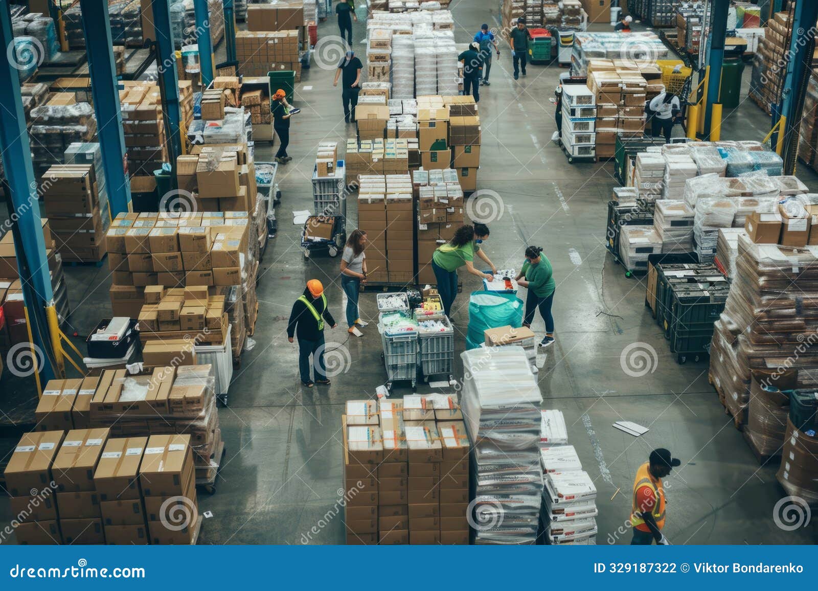 Group of People Work in a Warehouse, Sorting Products Stock Photo ...
