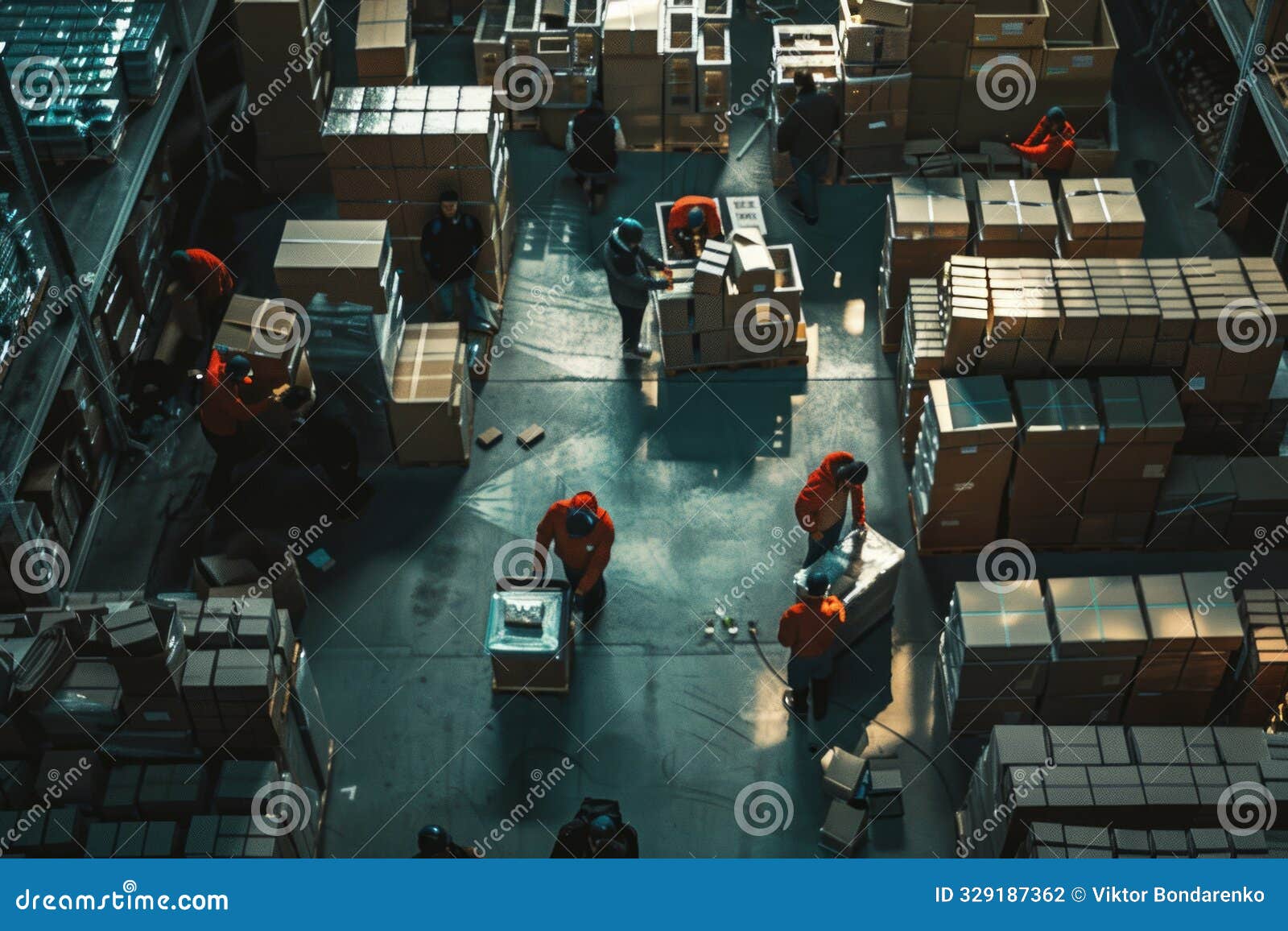 Group of People Work in a Warehouse, Sorting Products Stock Photo ...