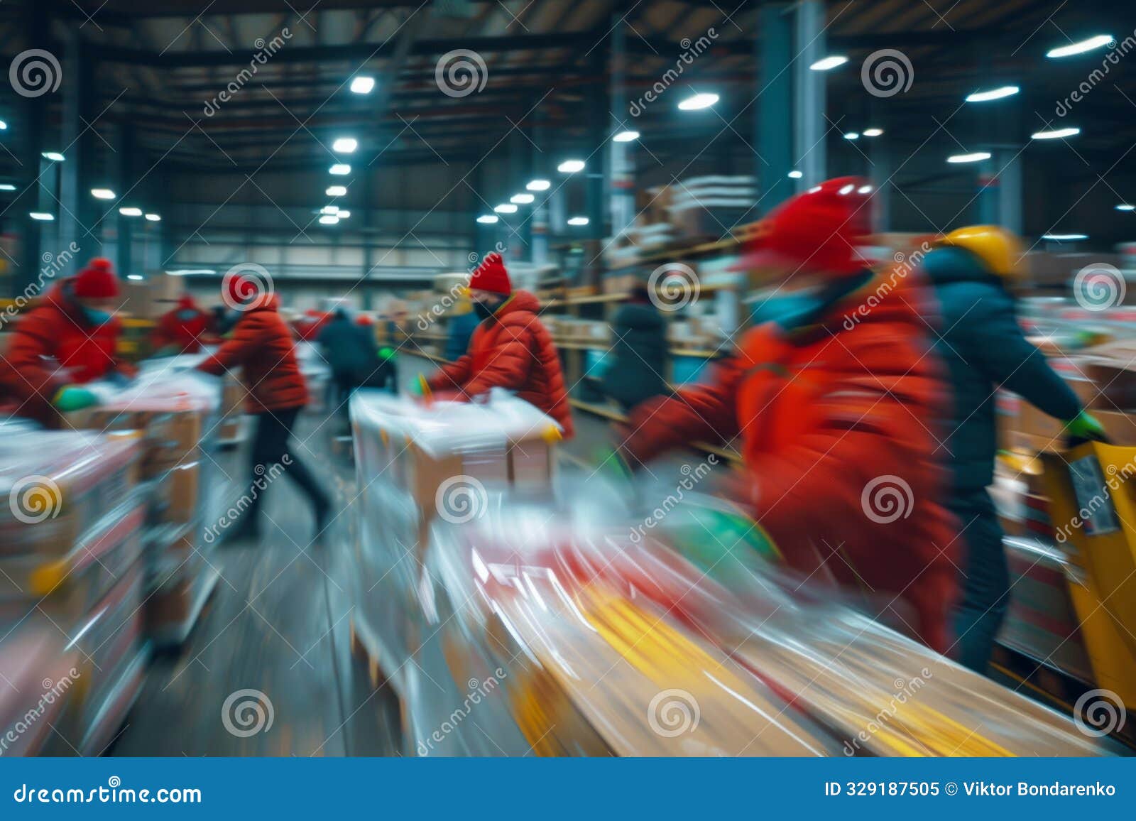 Group of People Work in a Warehouse, Sorting Products Stock ...