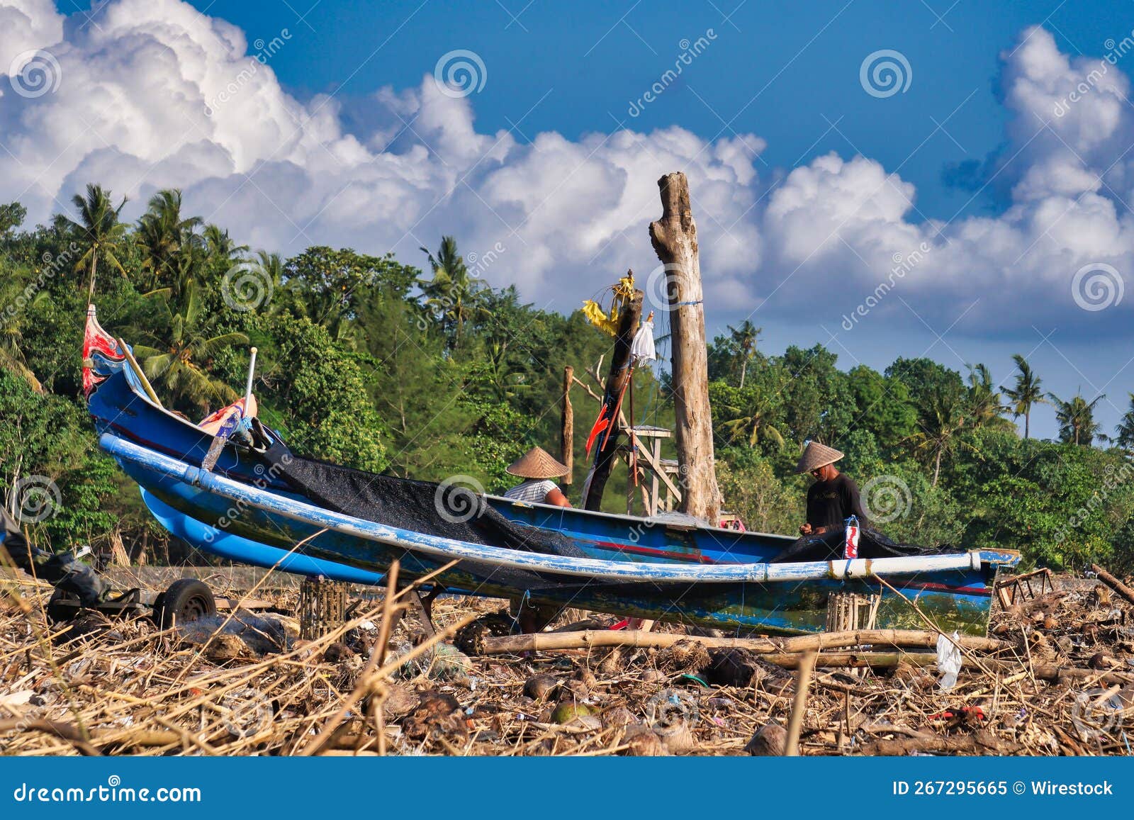 Group of People Working on a Boat Under Construction Stock Image ...