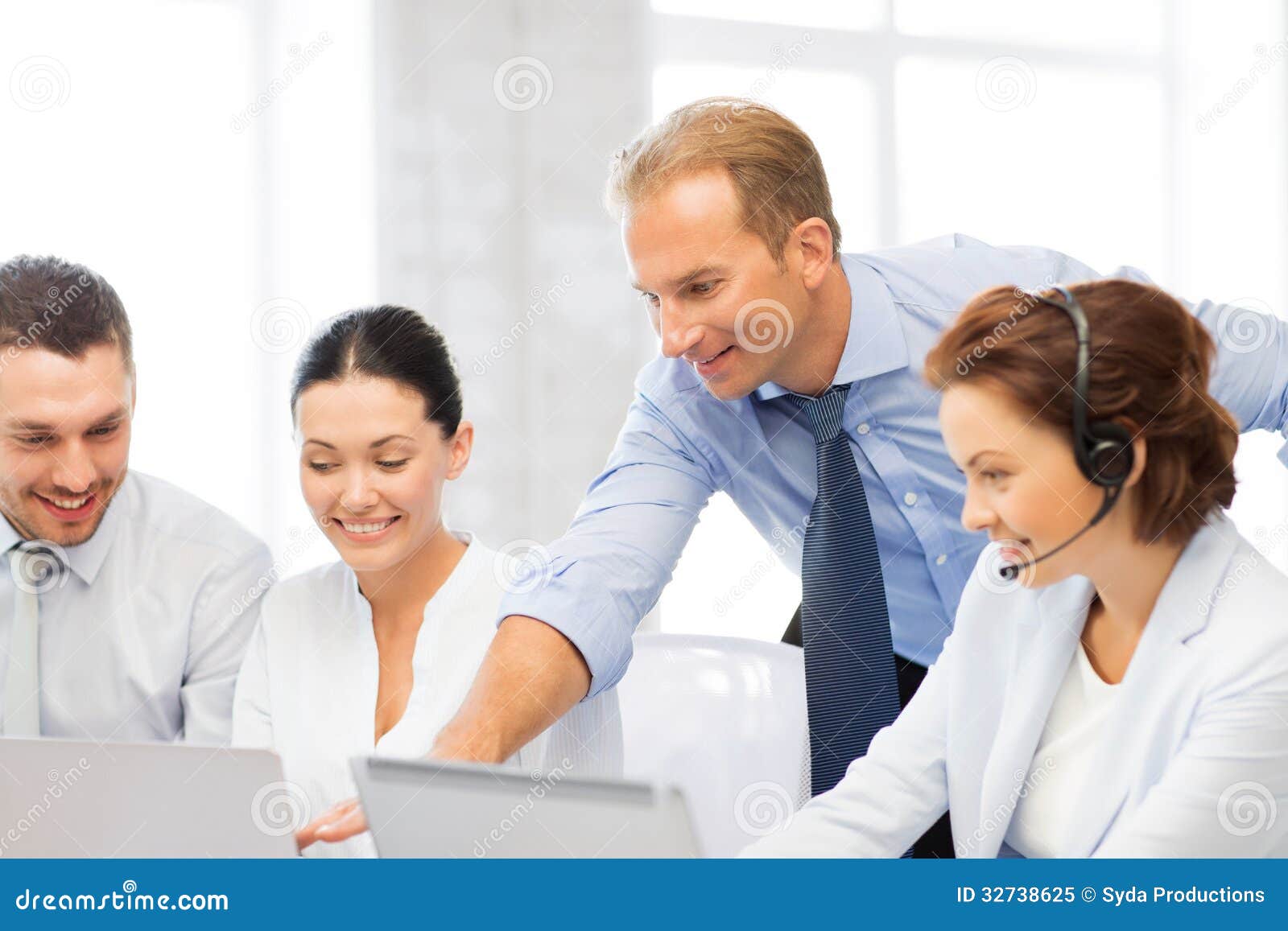 Group of People Working in Call Center Stock Image - Image of ...