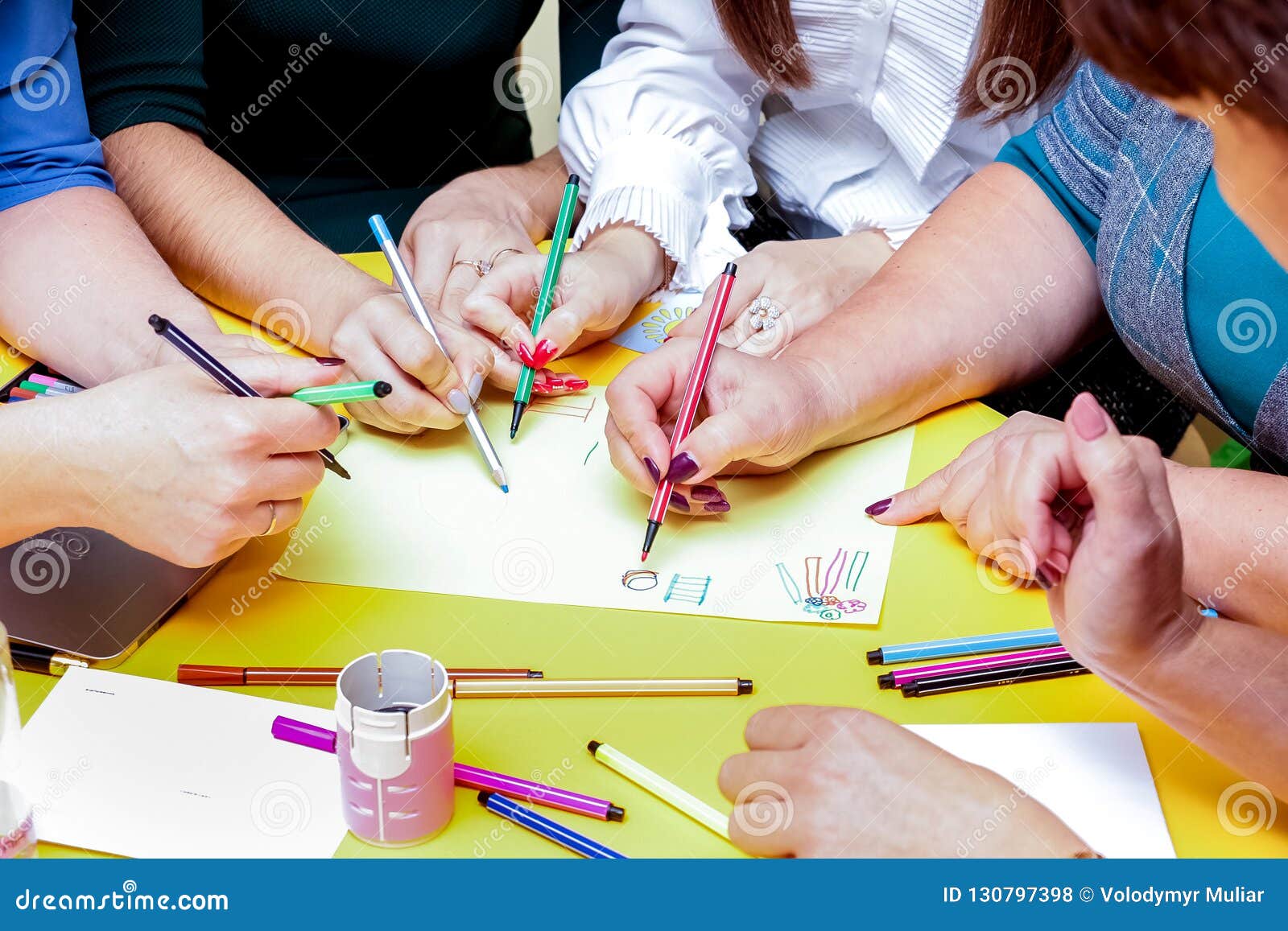 A Group of People is Working on a Joint Project. Performing a Sk Stock ...