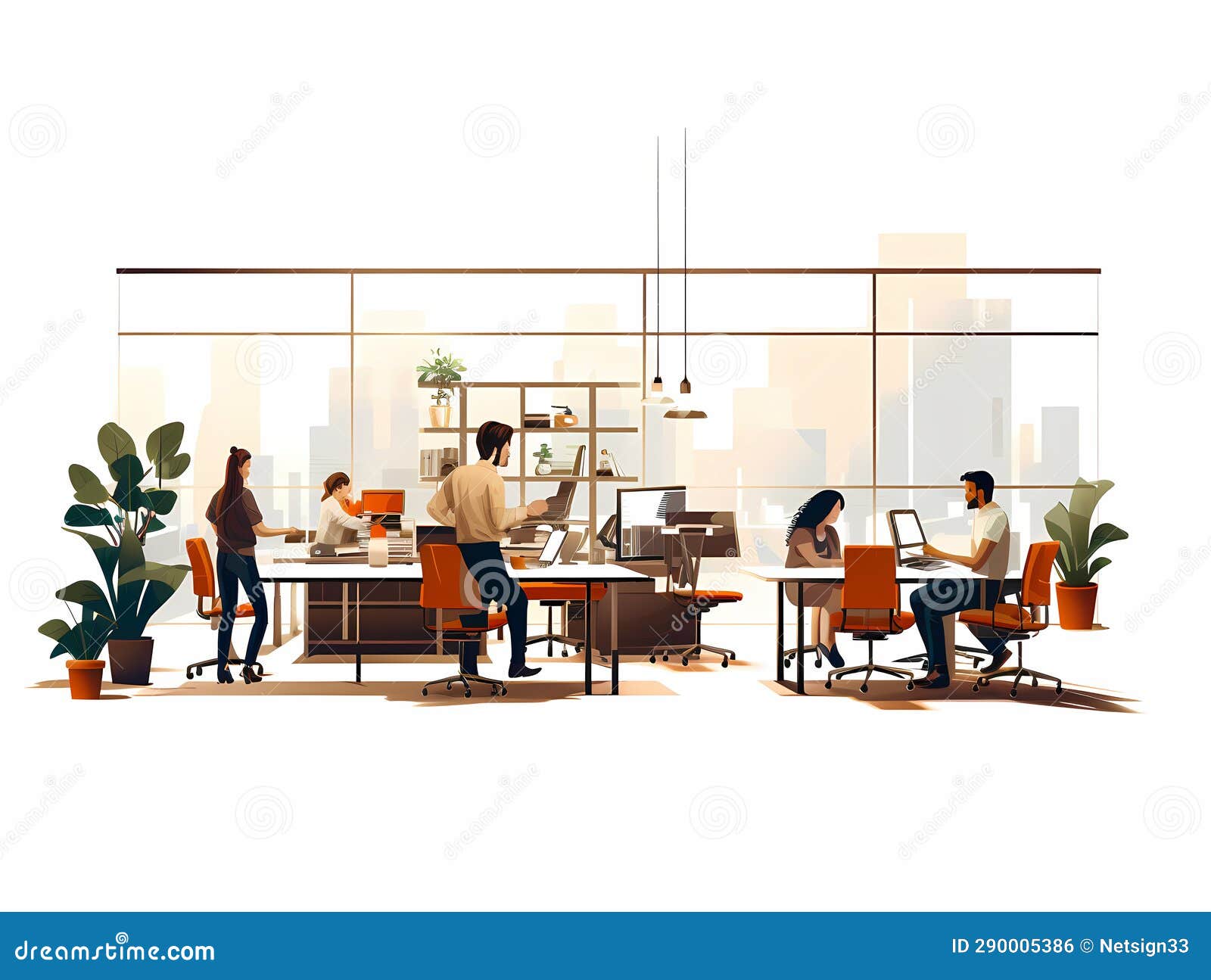 People Collaboratively Using Oversized Pencils To Draw. Vector ...