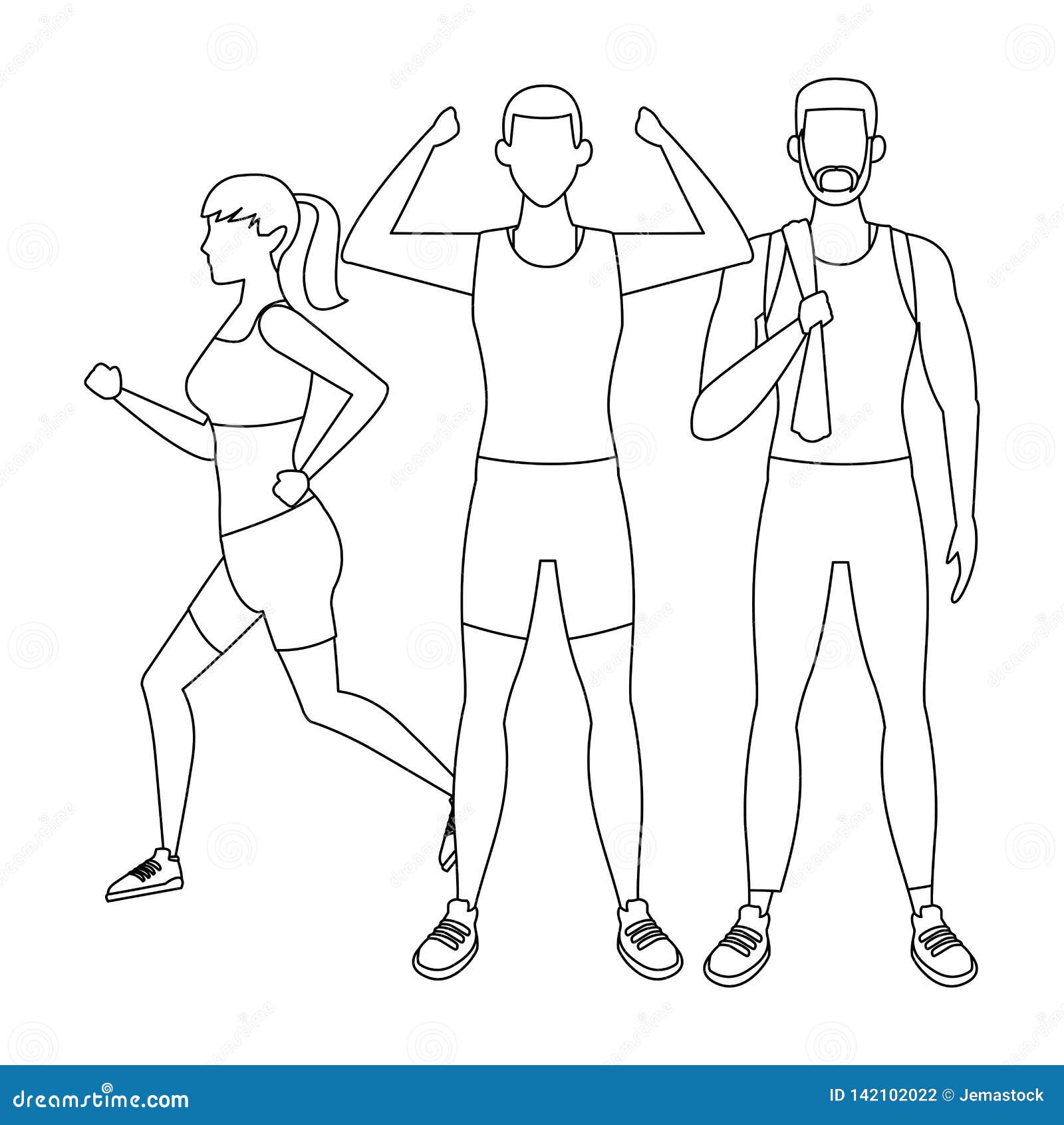 Group of People Working Out Stock Vector - Illustration of healthy ...
