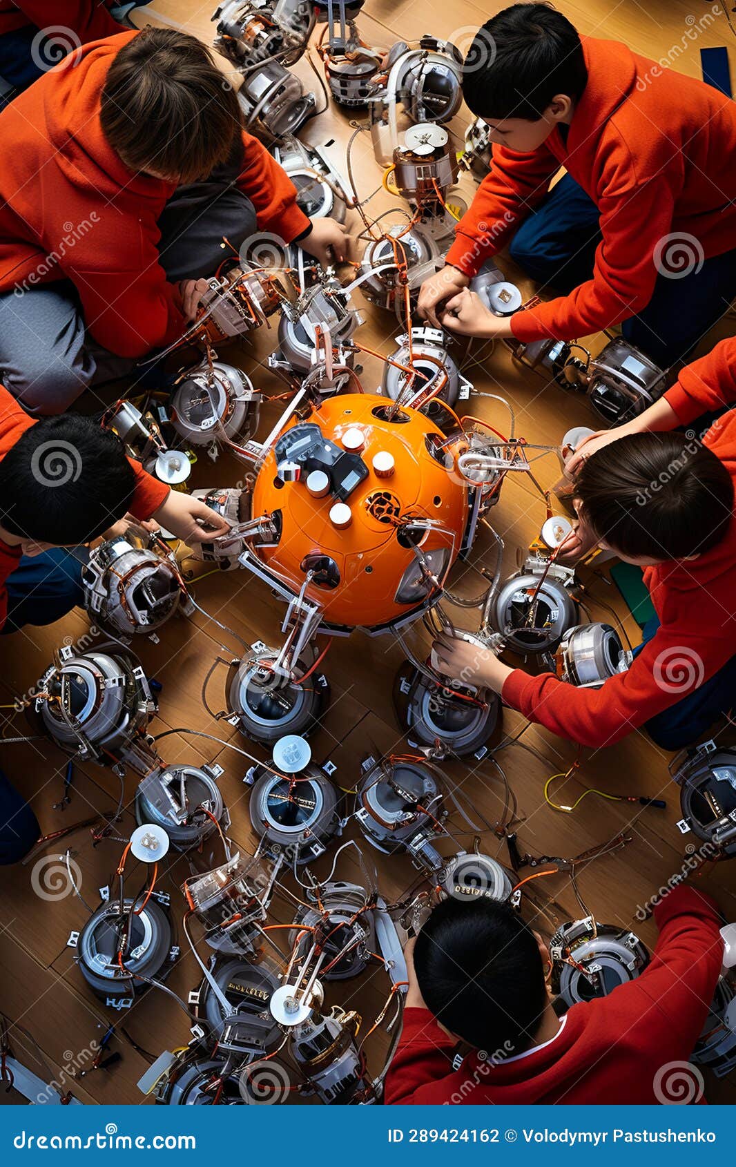 Group of People Working on Robot with Wires and Wires. Generative AI ...