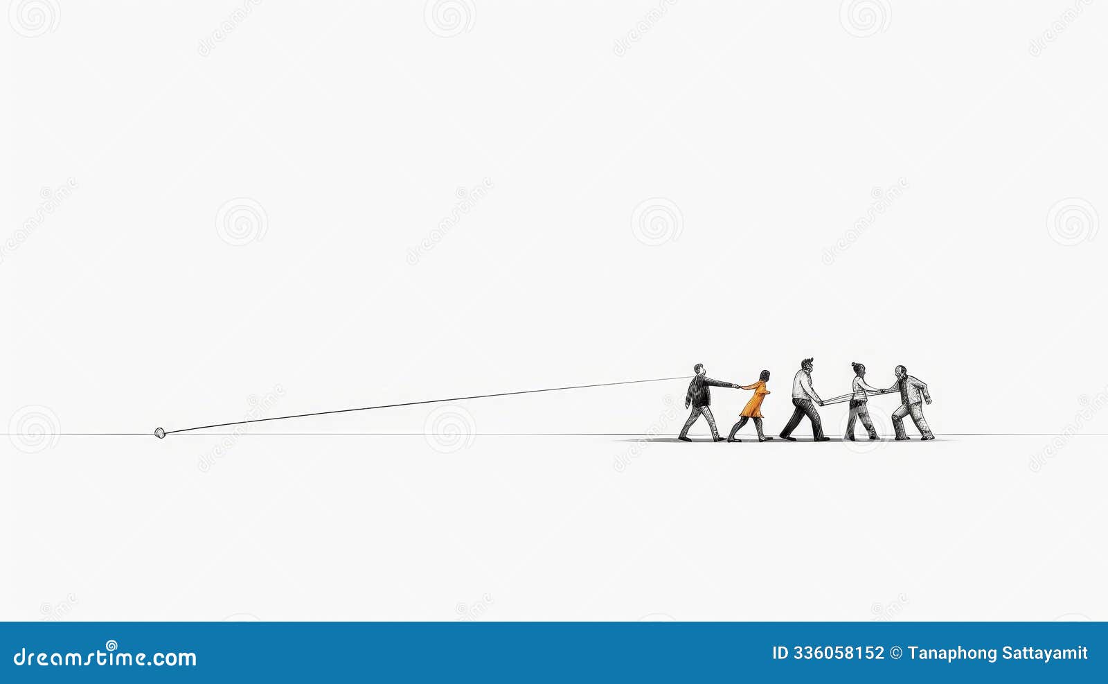 A Group of People Working Together Pulling on a Rope Symbolizing Teamwork Collaboration ...