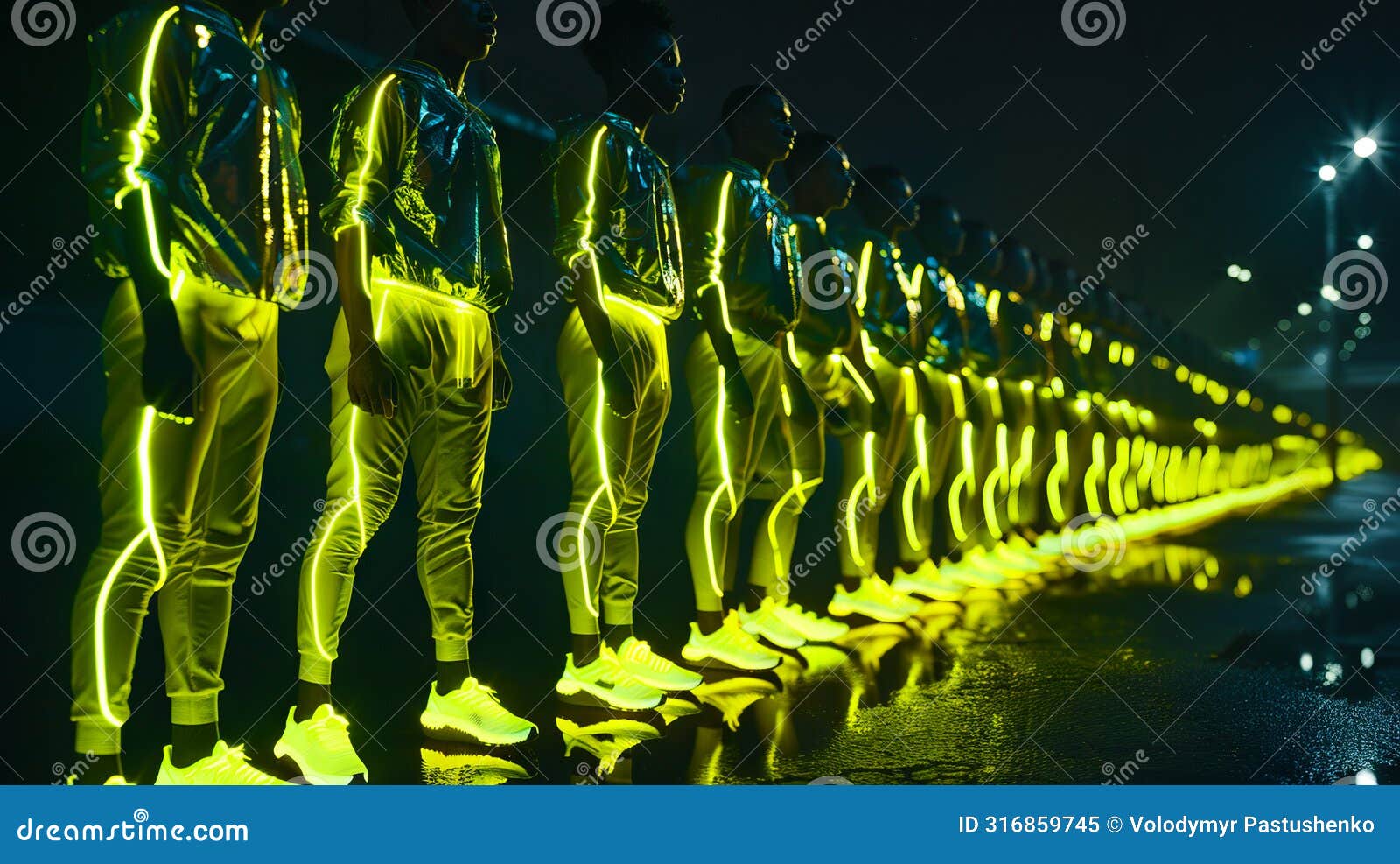 A Group of People in Yellow and Green Outfits Stock Image - Image of ...
