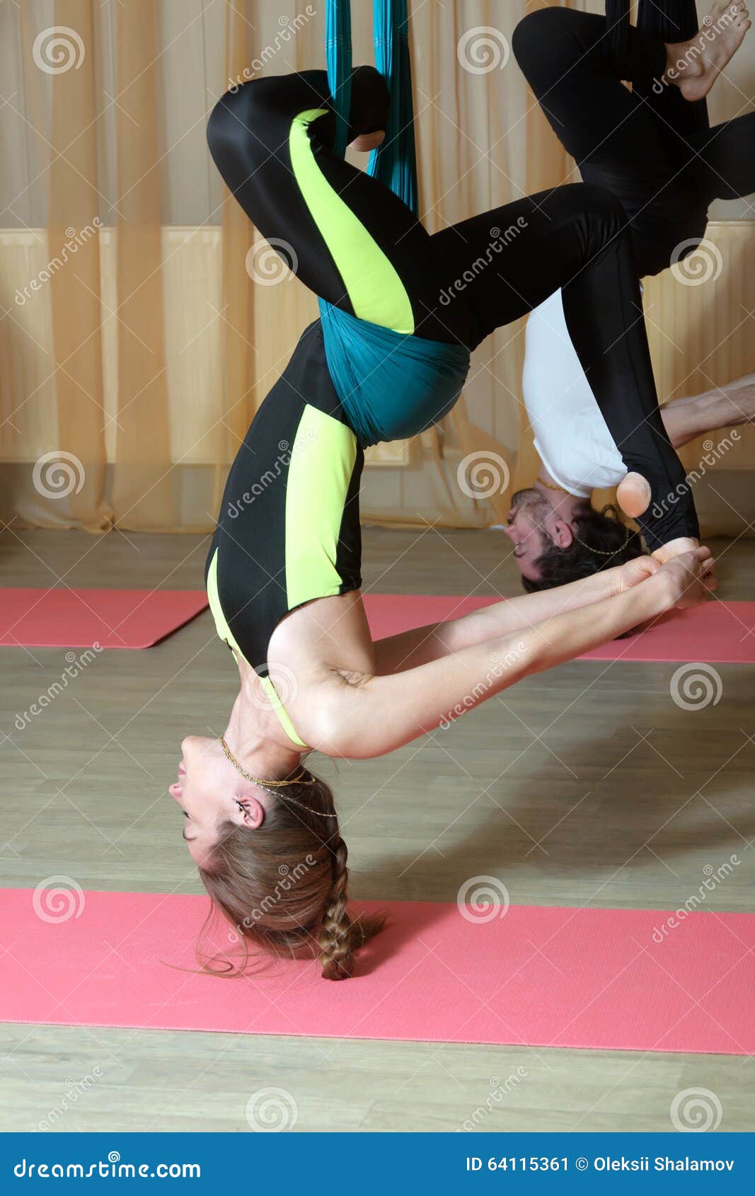 Group Performs a Fly-yoga Asanas Stock Image - Image of athletic ...
