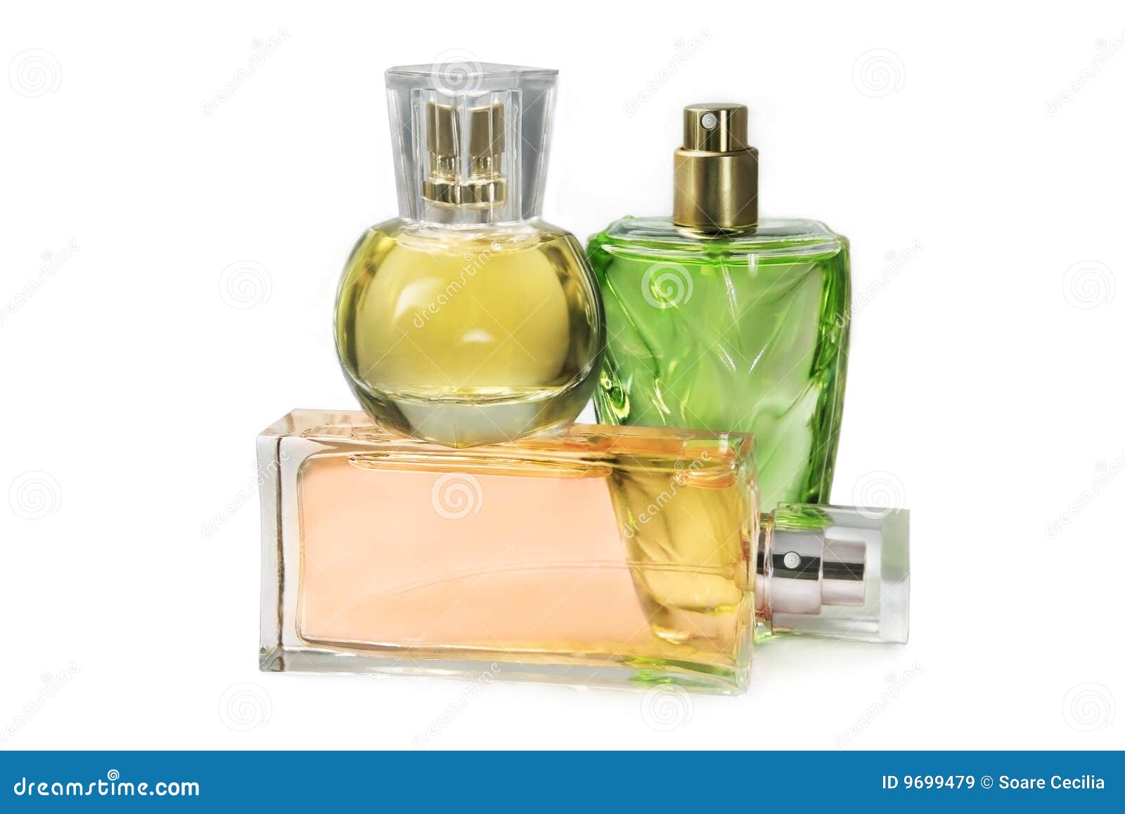 Group of Perfume Bottles on White Background Stock Image - Image of ...