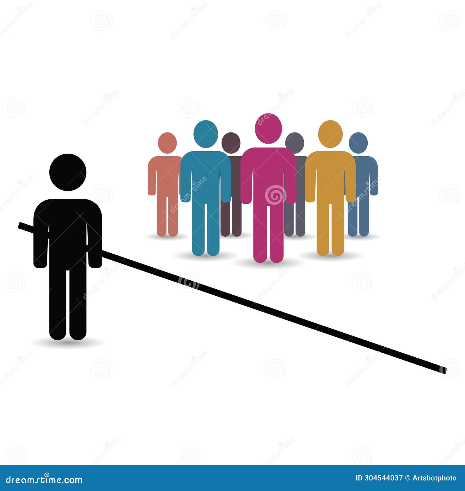 Group of People and One Person Separated by a Line, Standout Concept ...
