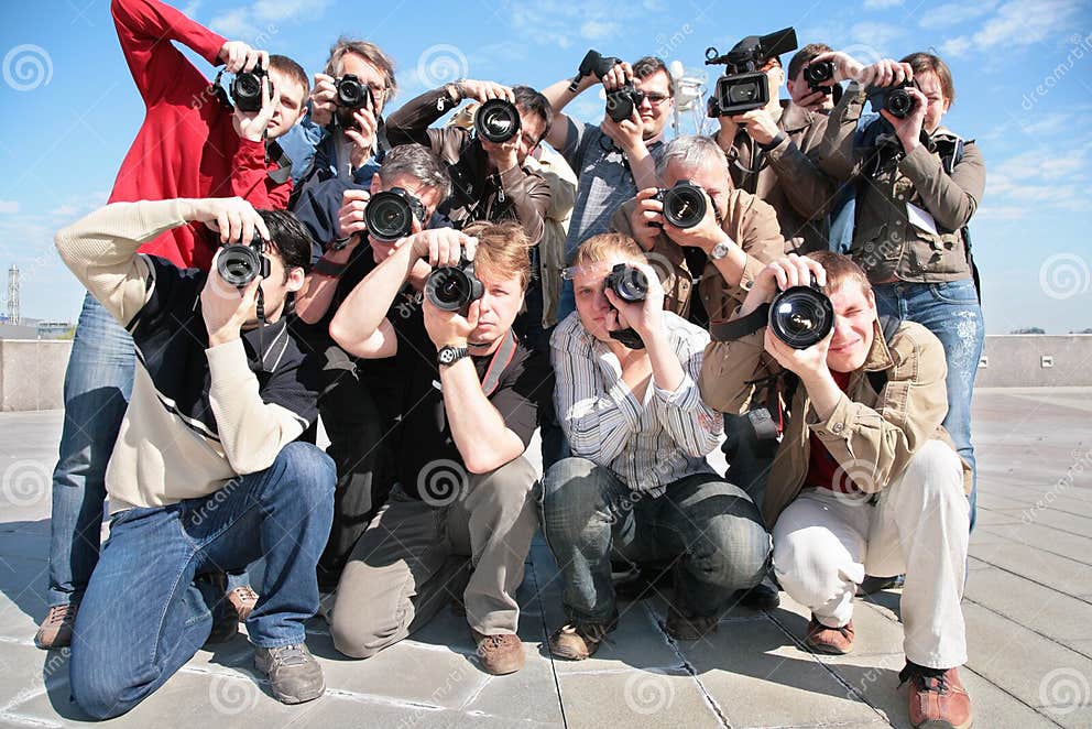 Group of photographers stock photo. Image of papparazzi - 5469088
