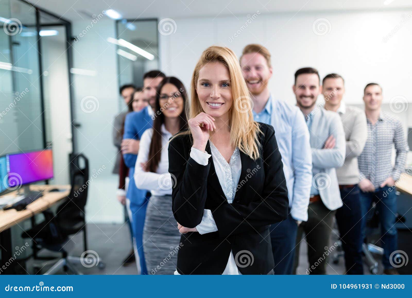 Group Picture of Business Team Posing in Office Stock Image - Image of ...