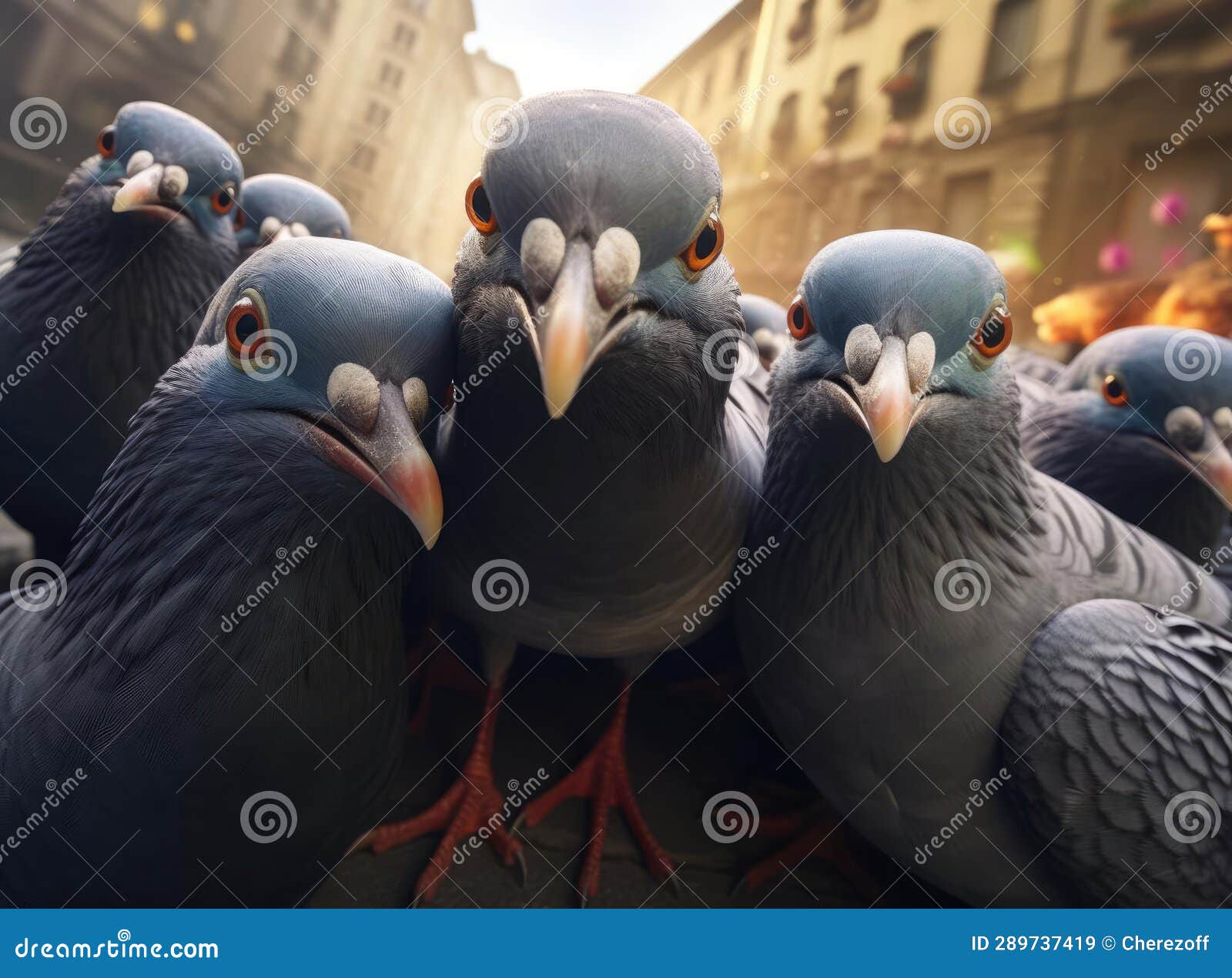 A group of pigeons stock illustration. Illustration of animals - 289737419