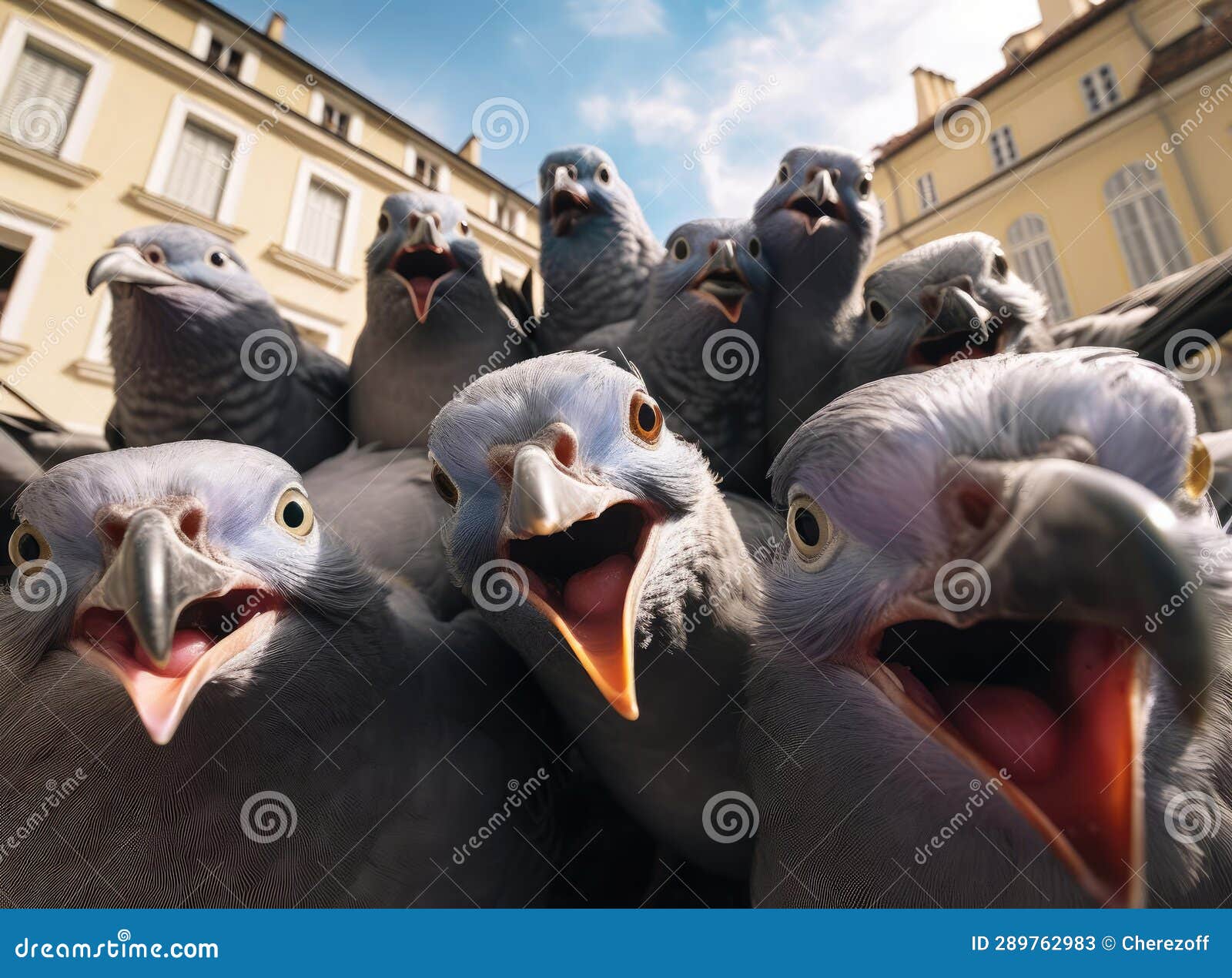 A group of pigeons stock illustration. Illustration of wing - 289762983