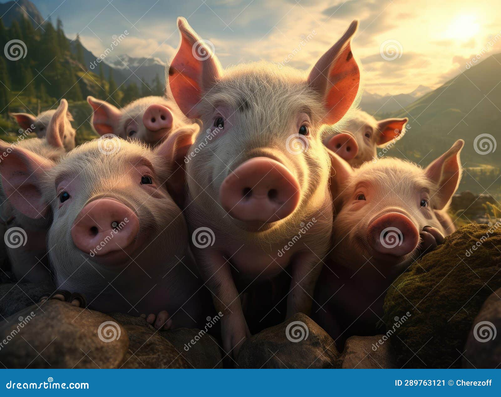 A group of piglets stock image. Image of thailand, pink - 289763121