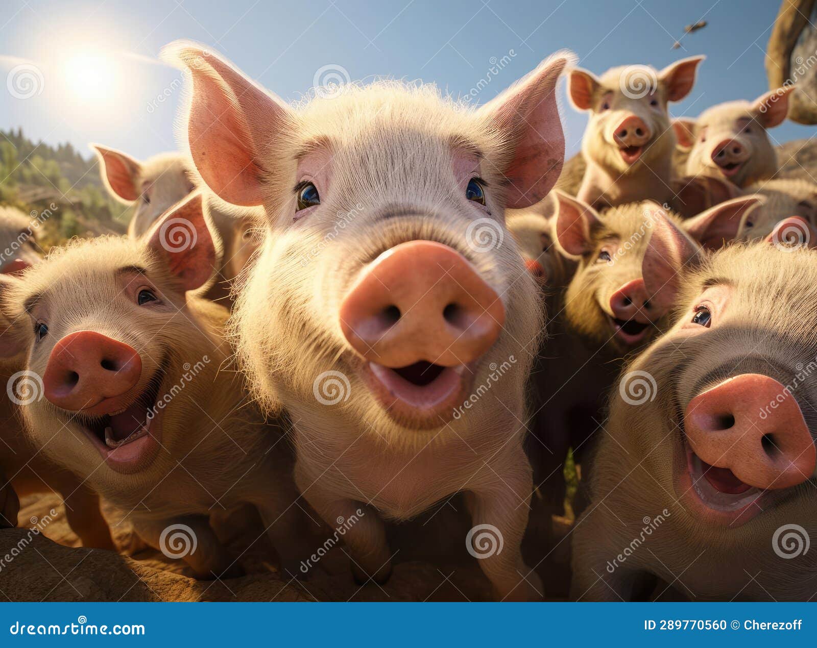 A group of piglets stock photo. Image of closeup, wildlife - 289770560