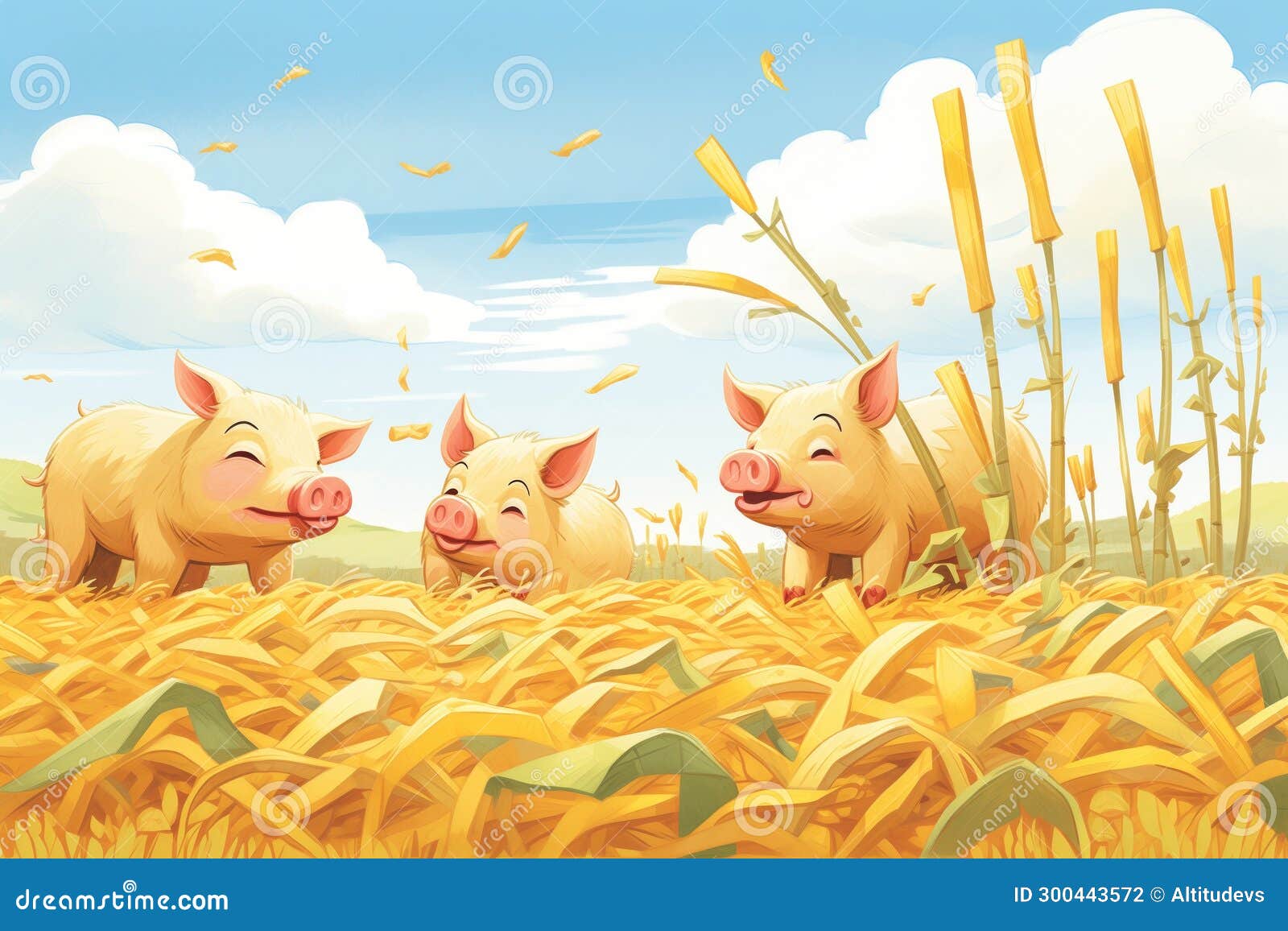 Group of Pigs Digging in a Cornfield Stock Photo - Image of cornfield ...