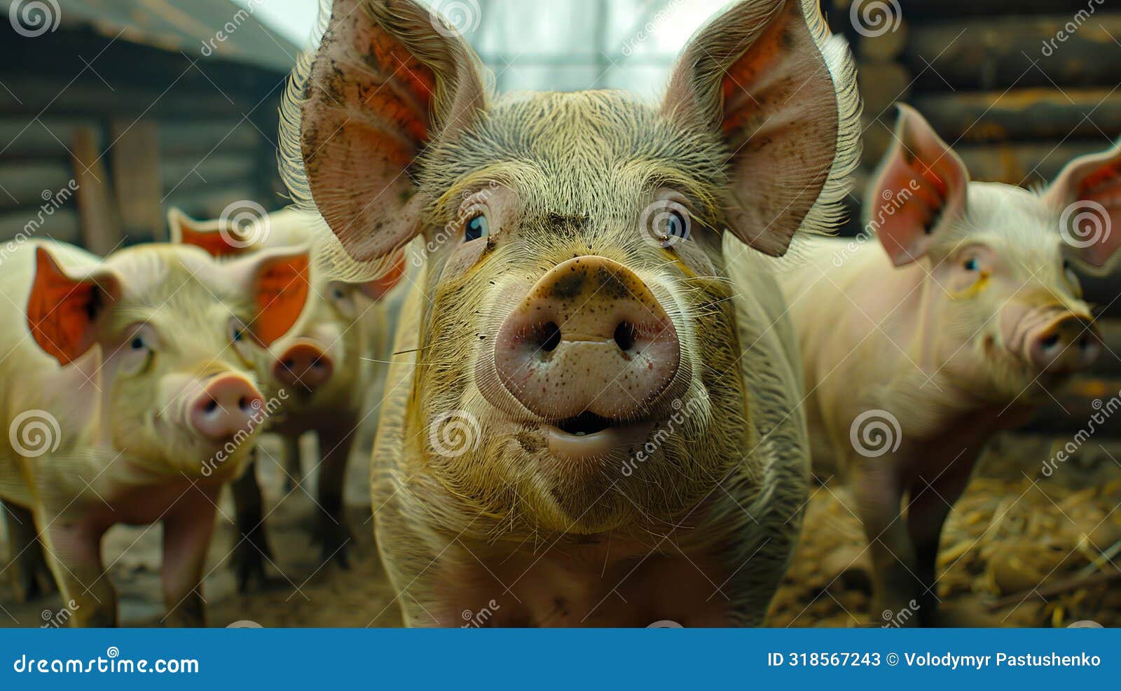 A Group of Pigs Standing in a Barn Stock Image - Image of stand, huddle ...
