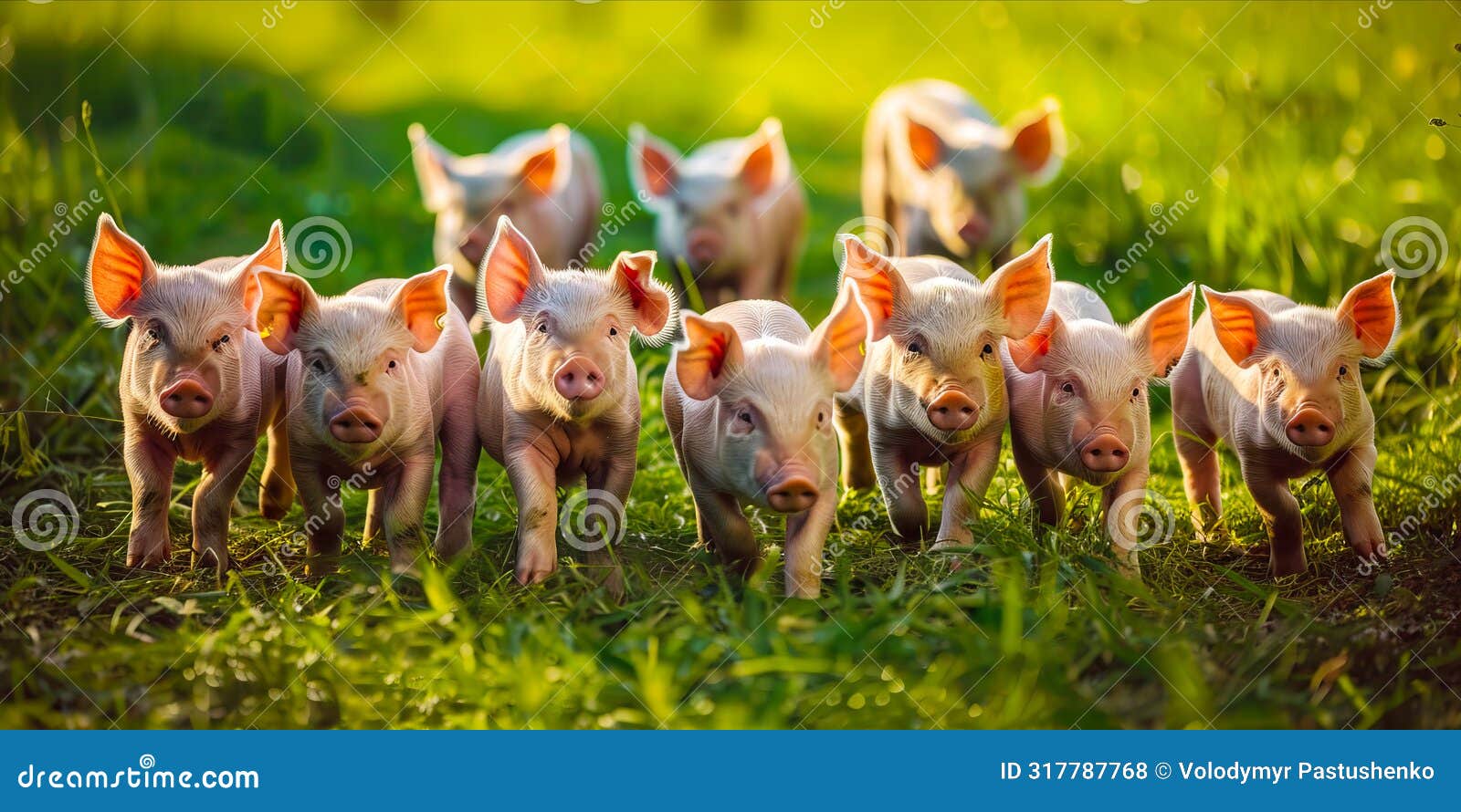 A Group of Pigs Walking in a Field Stock Photo - Image of domestic ...