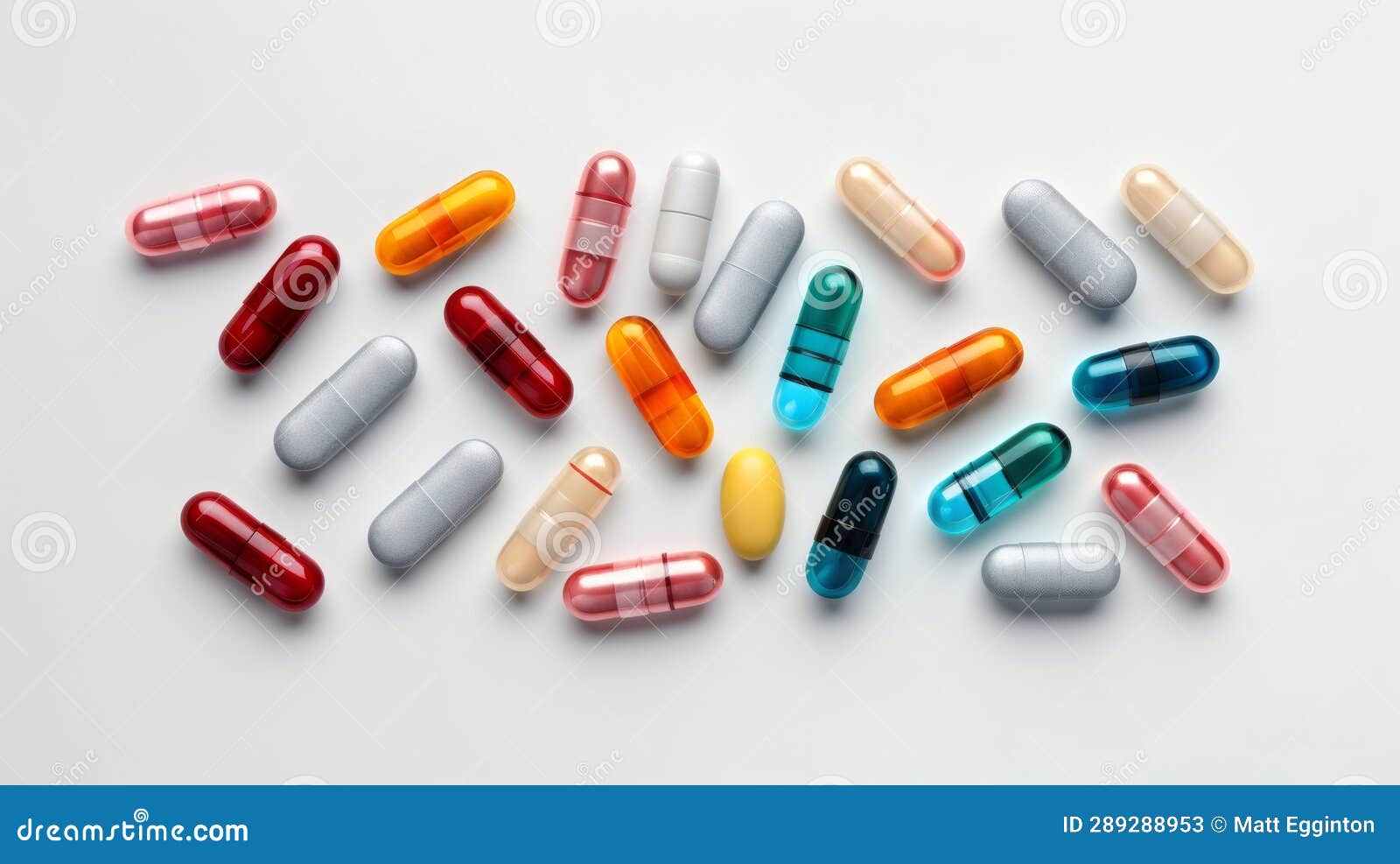 Colorful Assortment of Pills on a Table Stock Illustration ...