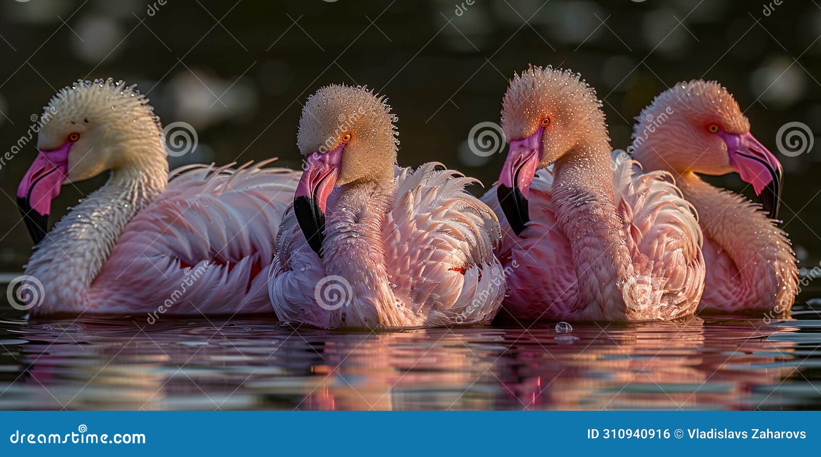 A Group of Pink Birds Floats on the Water Stock Illustration ...