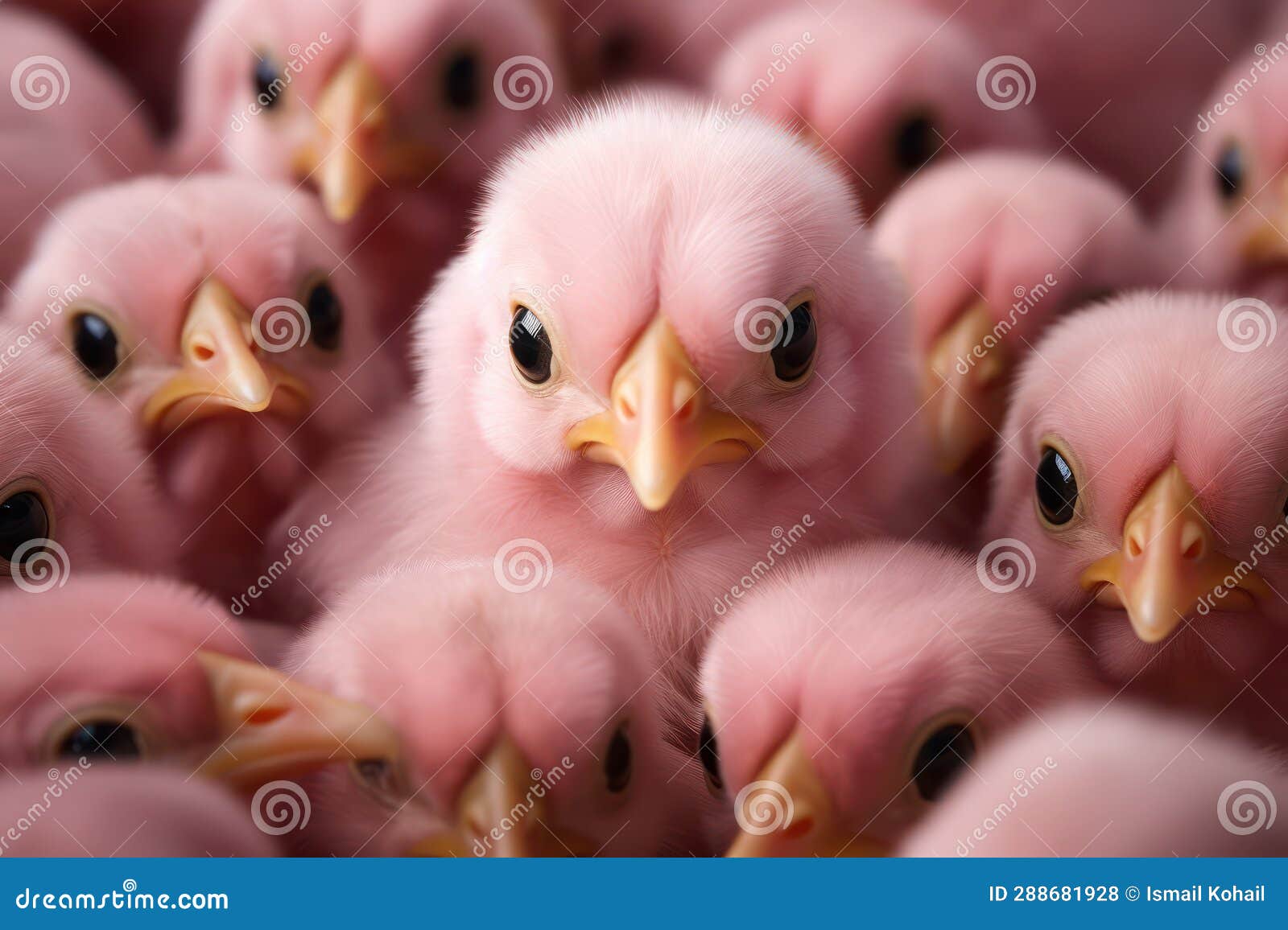 A Group of Pink Chickens Looking at the Camera, Created by Generative ...