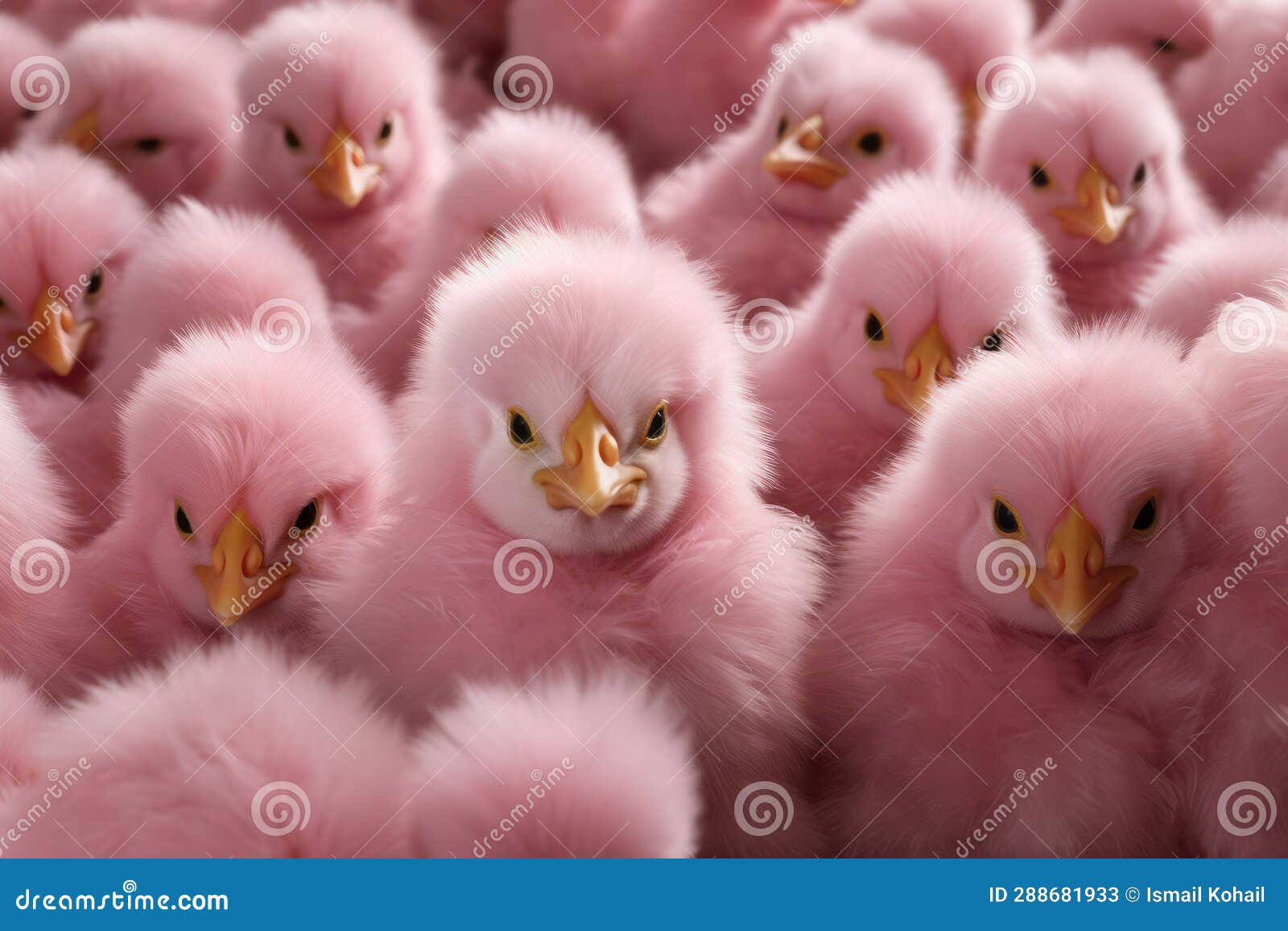 A Group of Pink Chickens Looking at the Camera, Created by Generative ...