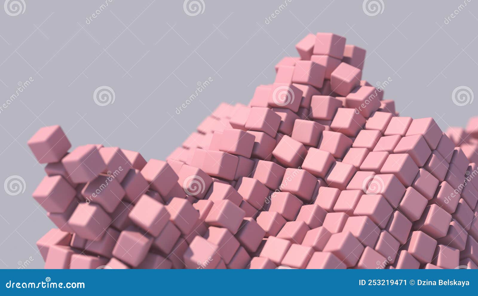 Group of Pink Cubes, Close-up. Abstract Illustration, 3d Render Stock ...