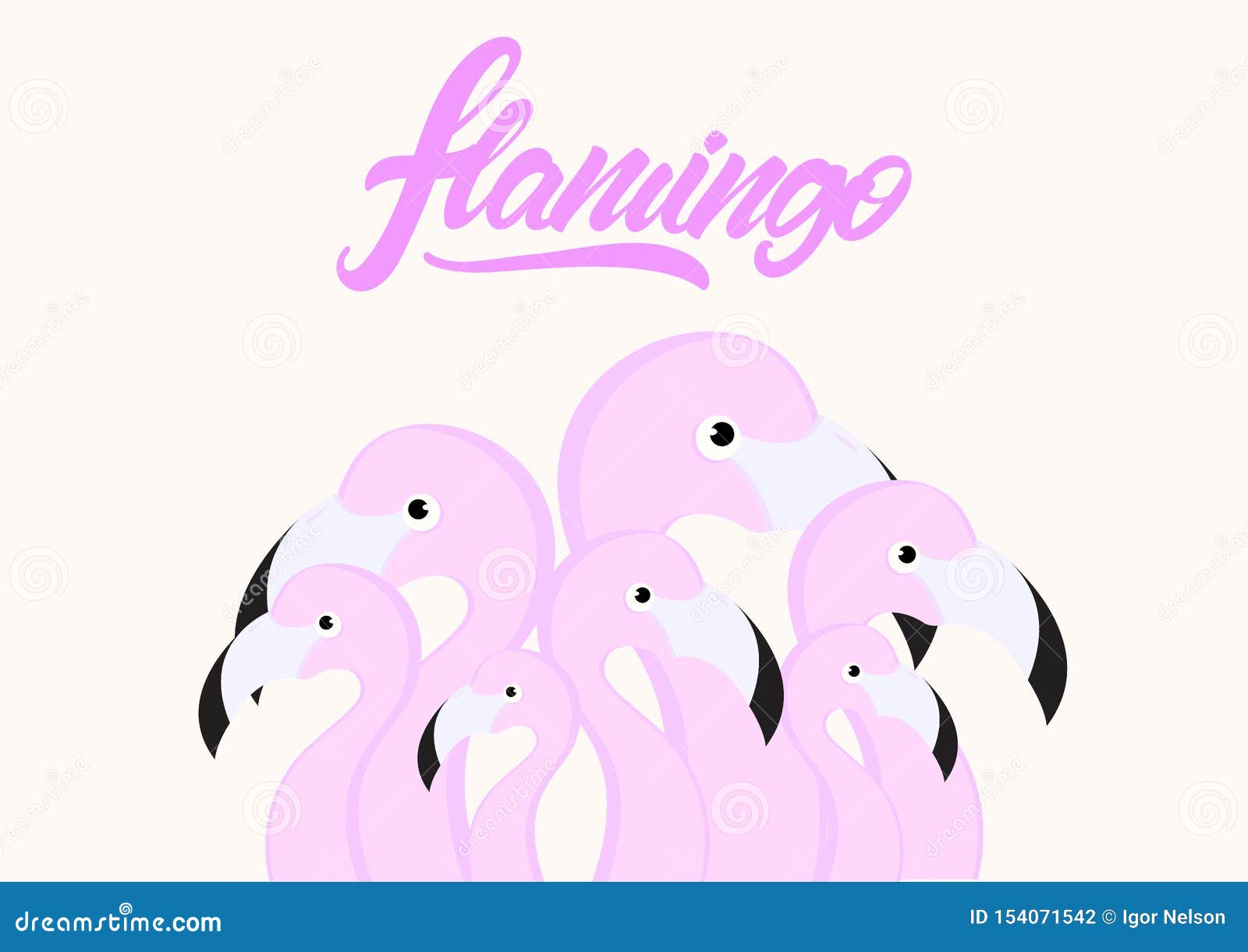 A Group of Pink Flamingos with Lettering . Vector Illustration Design ...