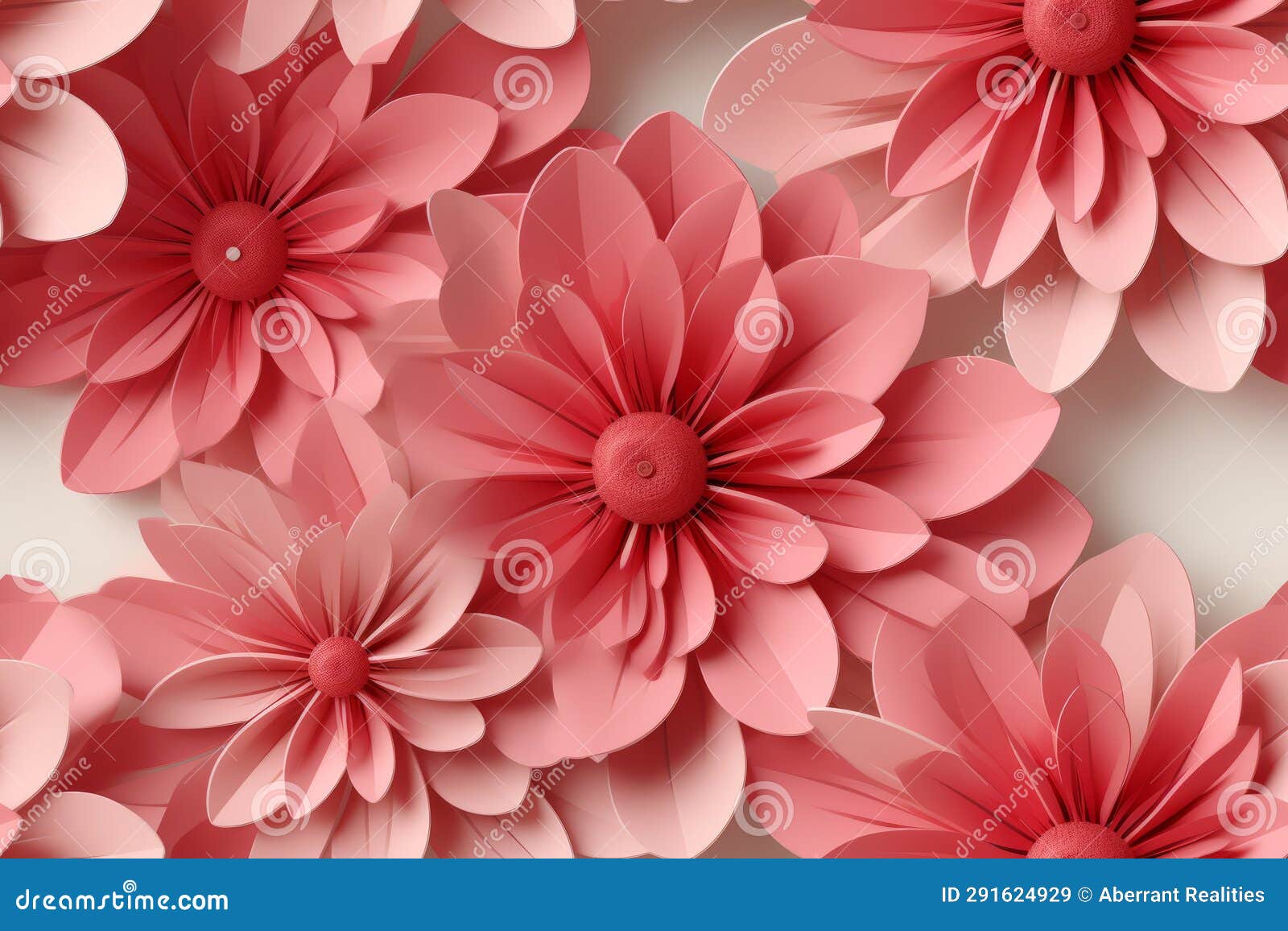 A Group of Pink Paper Flowers on a White Background Stock Illustration ...