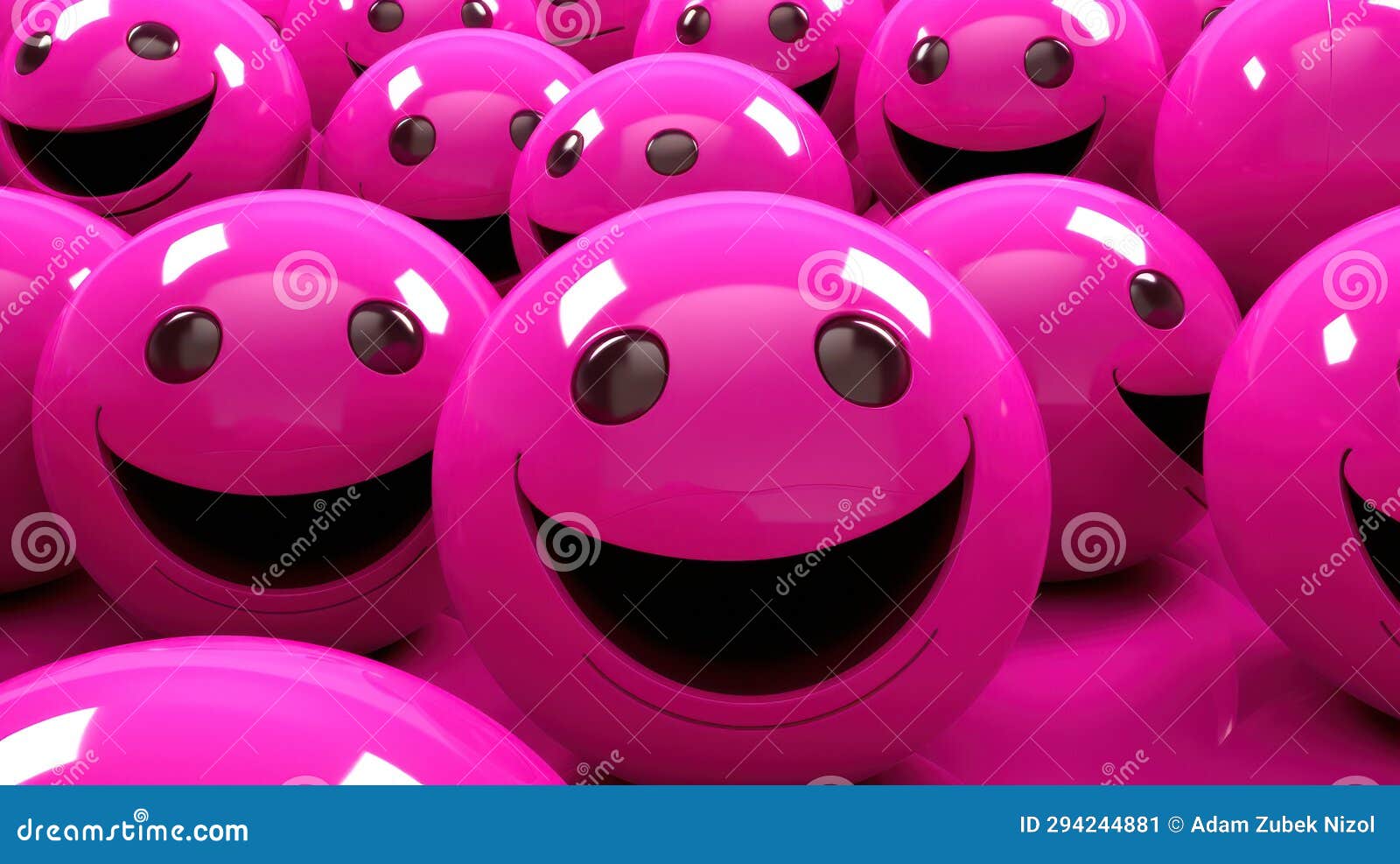 A Group of Pink Smiley Faces Stock Illustration - Illustration of ...