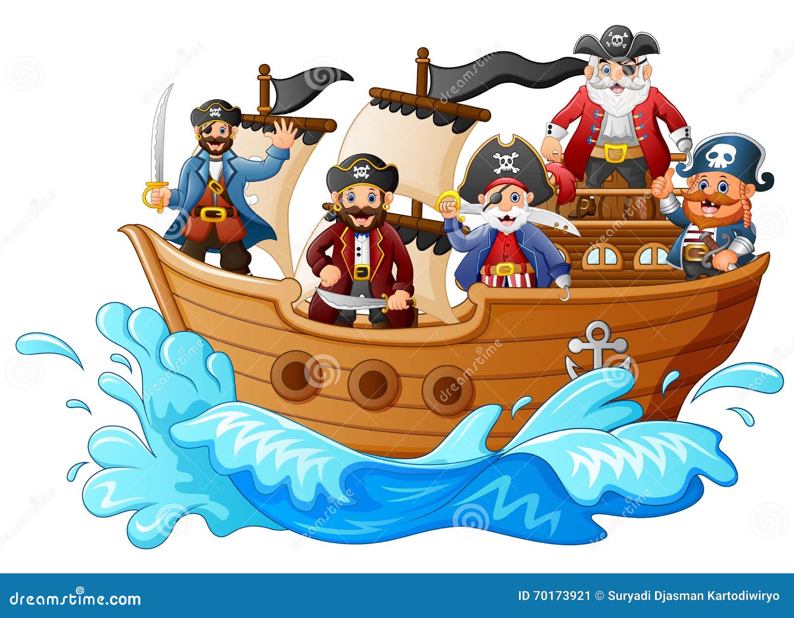 Group of Pirate on the Ship Stock Vector - Illustration of ship, pirate ...