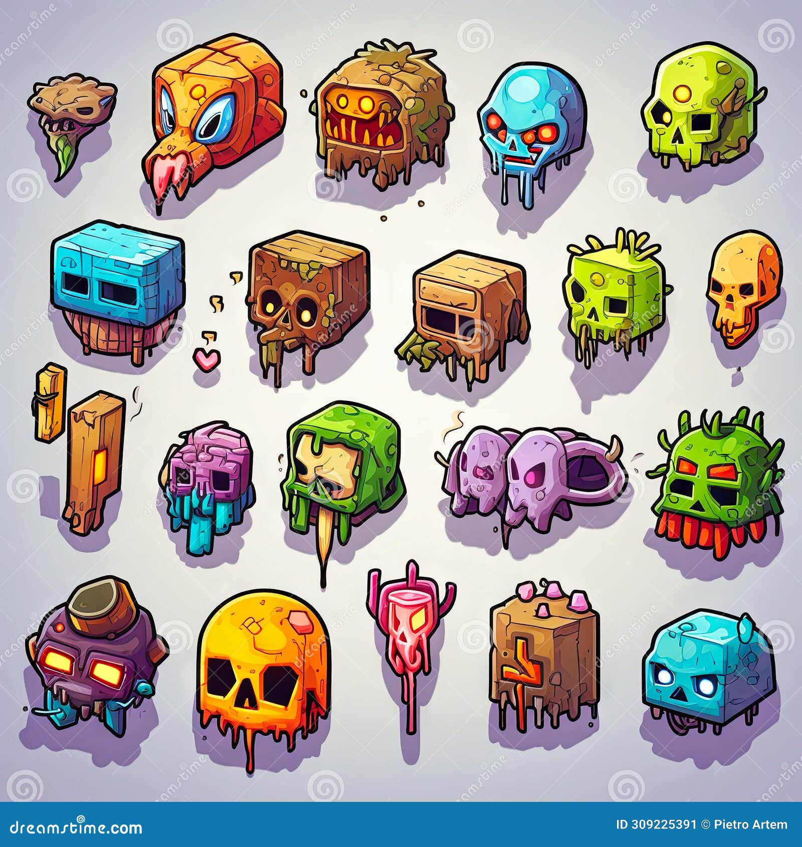 A Group of Pixel Stickers are Displayed Stock Image - Image of message ...