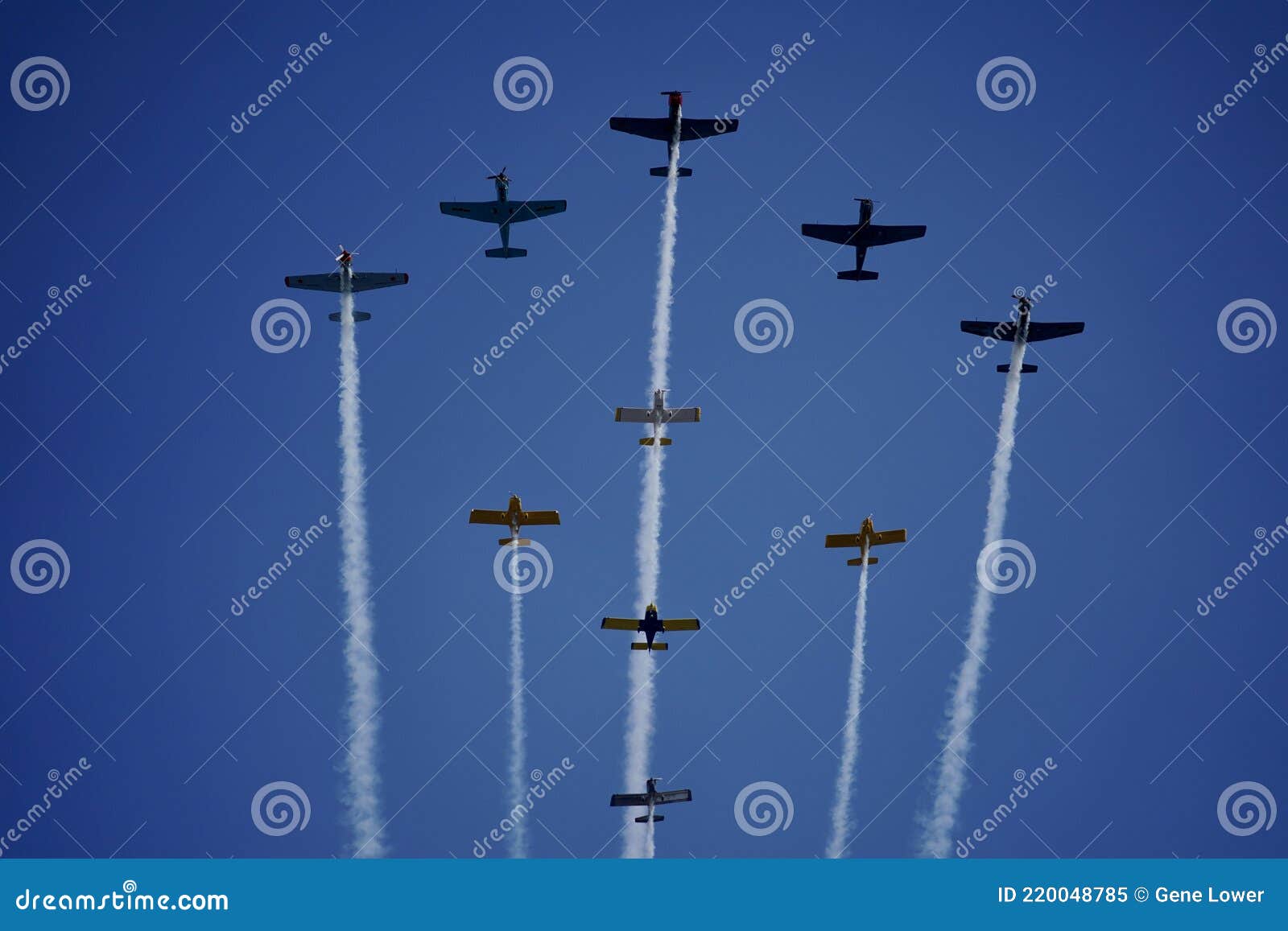 Plane Flyover with Contrails Stock Image - Image of wing, aviation ...