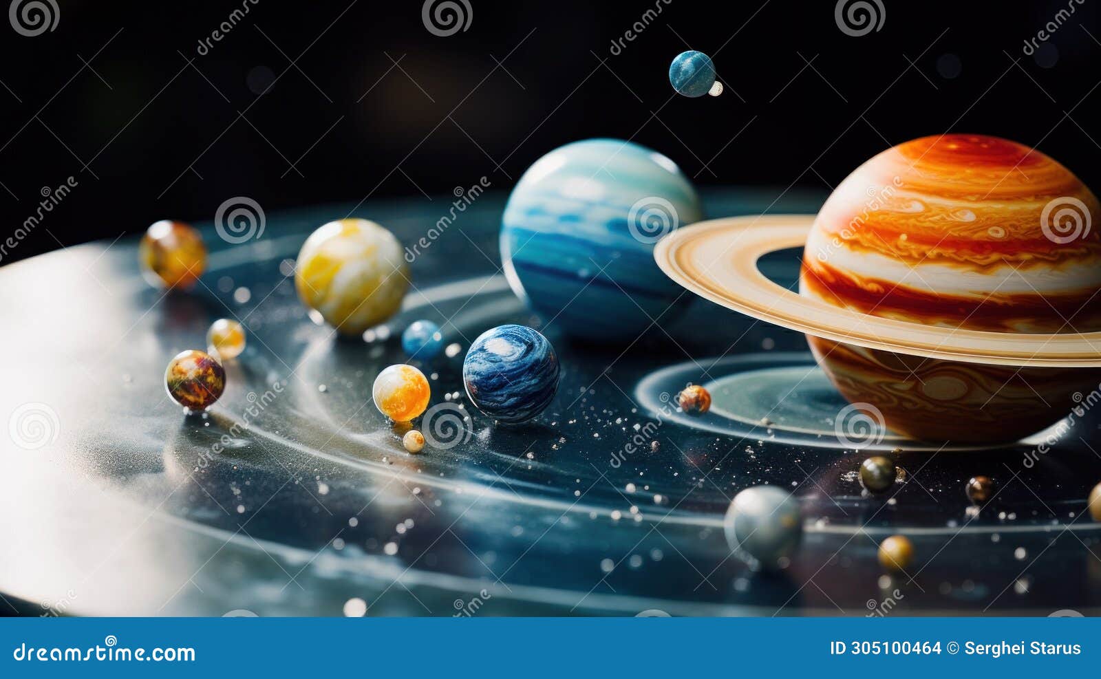 A Group of Planets are Arranged on a Table with Some in the Air, AI ...