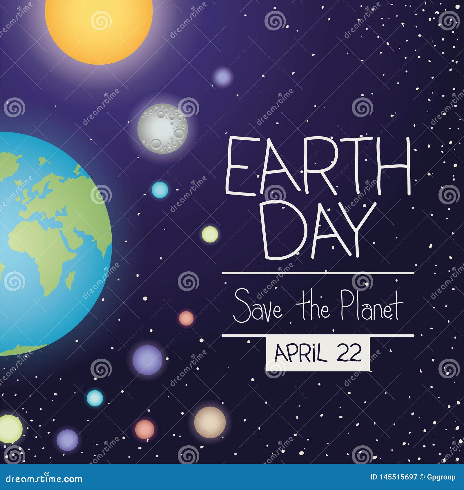 Group of Planets Earth Day Celebration Stock Vector - Illustration of ...