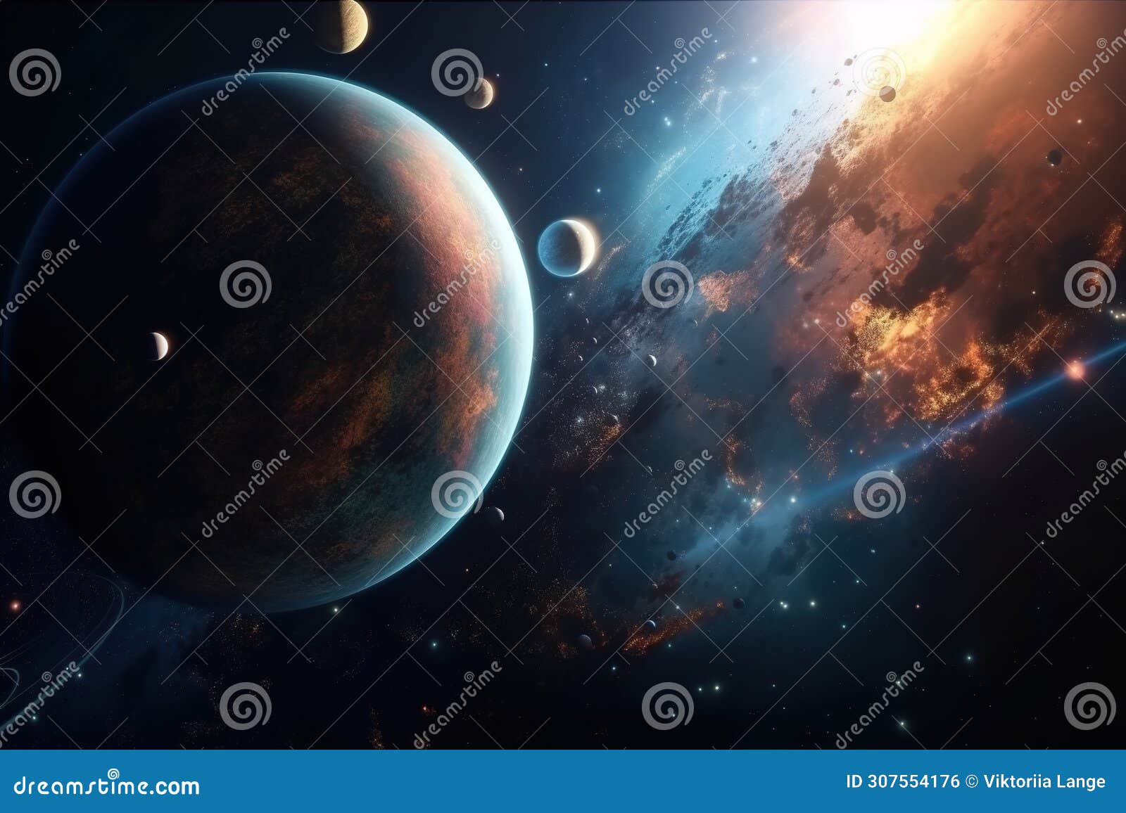 Group of Planets in Outer Space, Featuring Vibrant Colors Stock ...