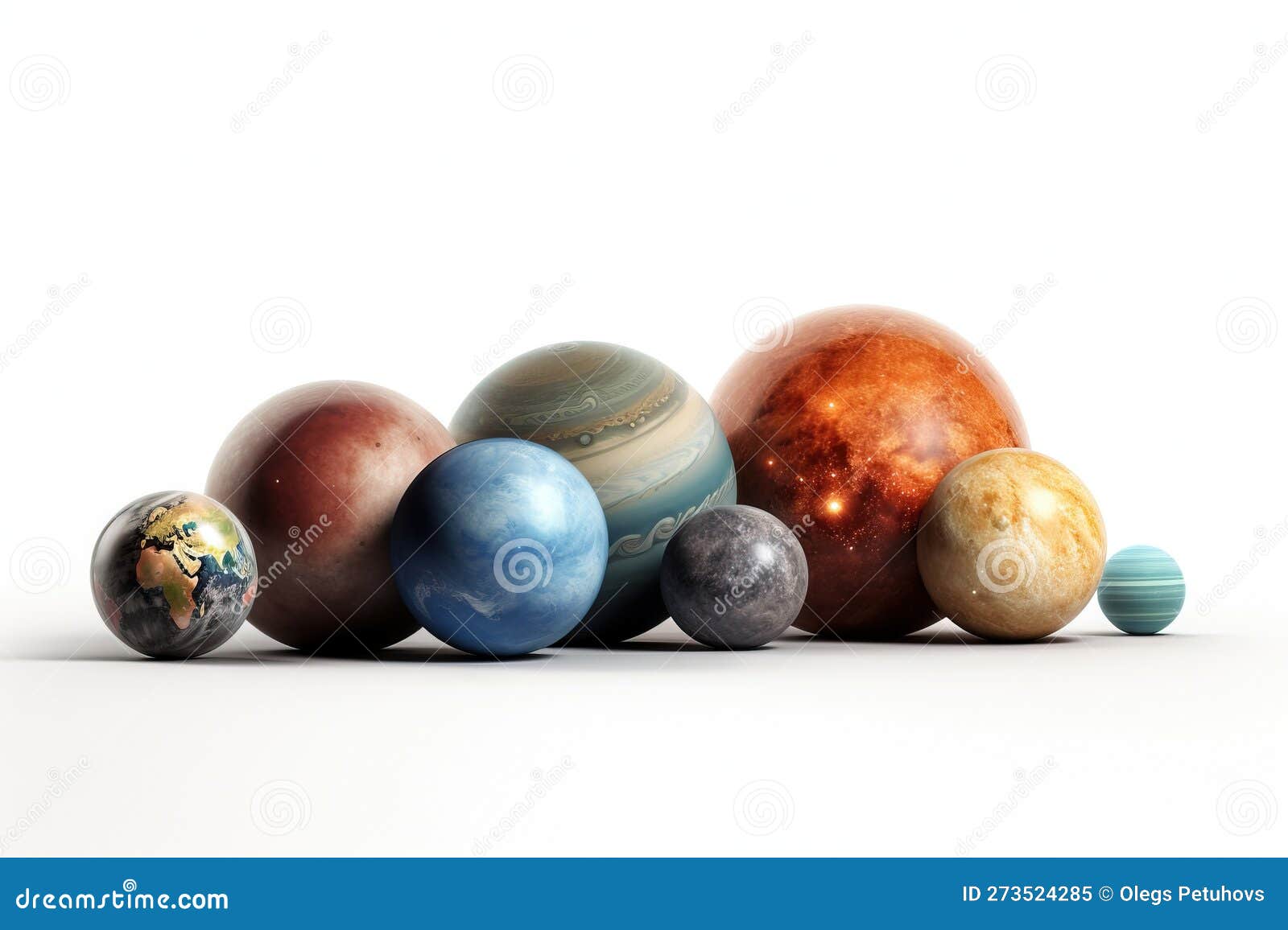 A Group of Planets Sitting Next To Each Other on a White Surface with a ...